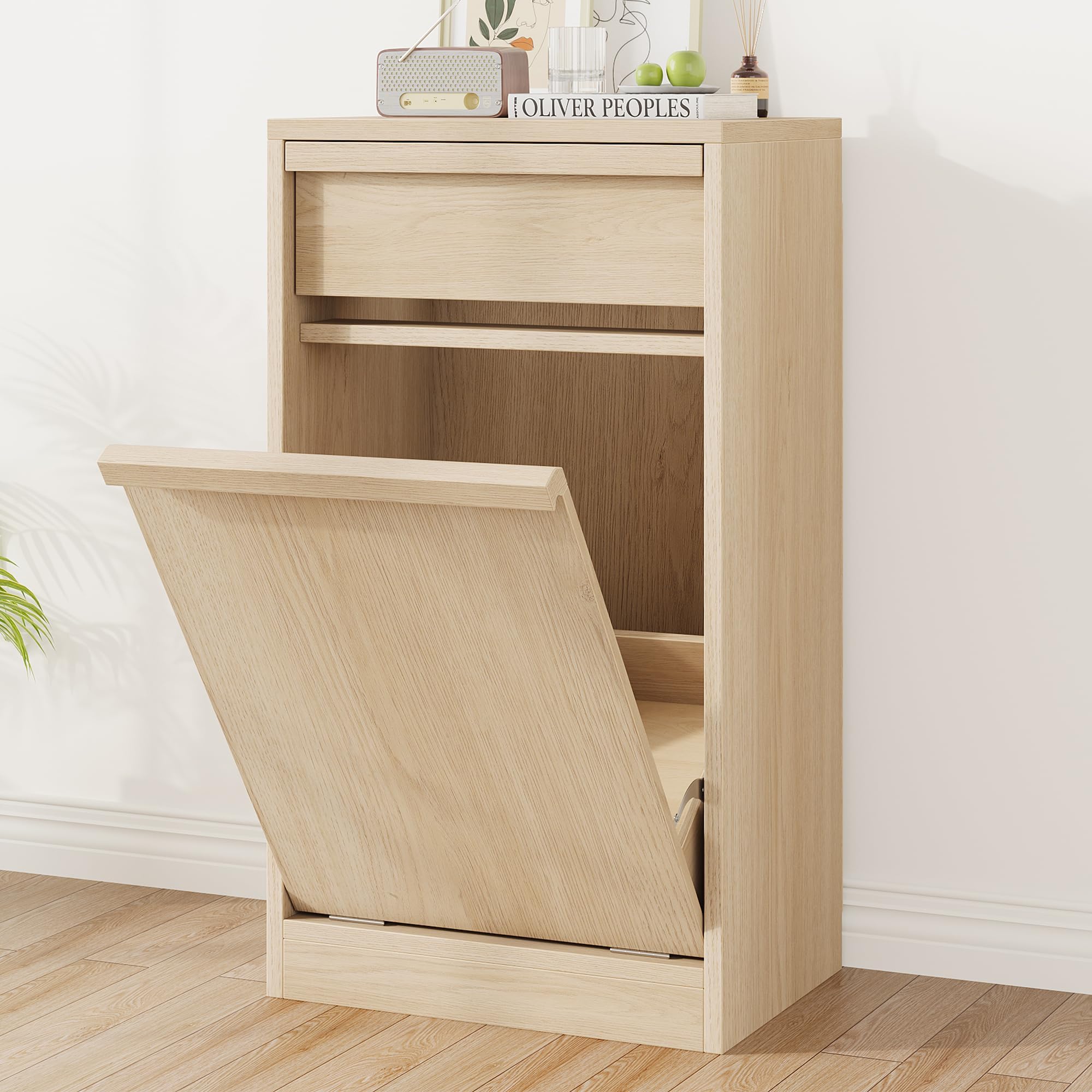 Amazon.com: CABIHOME Tilt Out Trash Cabinet, Hidden Trash Cabinet with ...