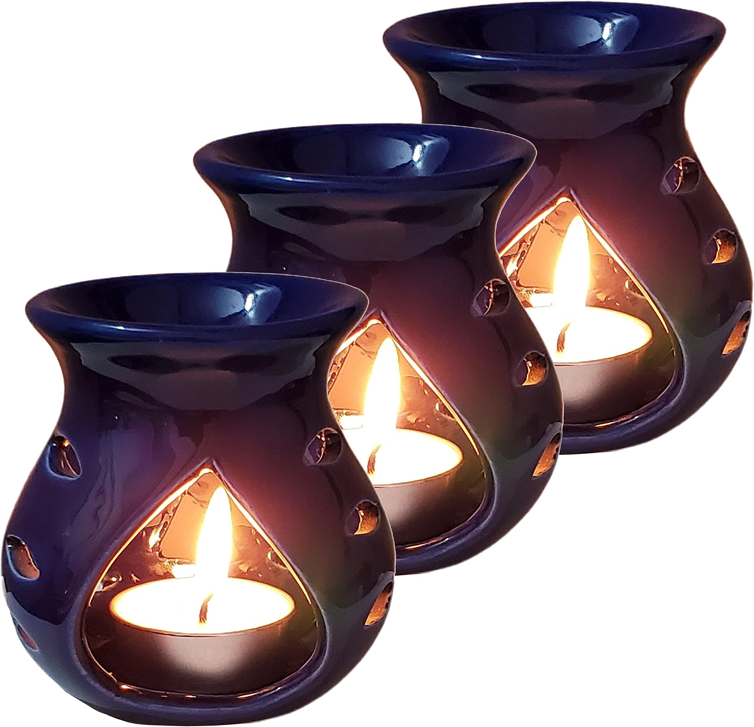 Pure Source India Ceramic Clay Oil Burner Aroma Diffuser (Black) -Set ...