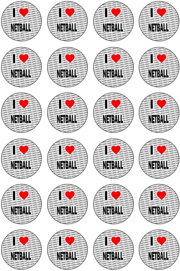 AK Giftshop I Love Netball - 24 Edible Cupcake Toppers Cake Decorations ...