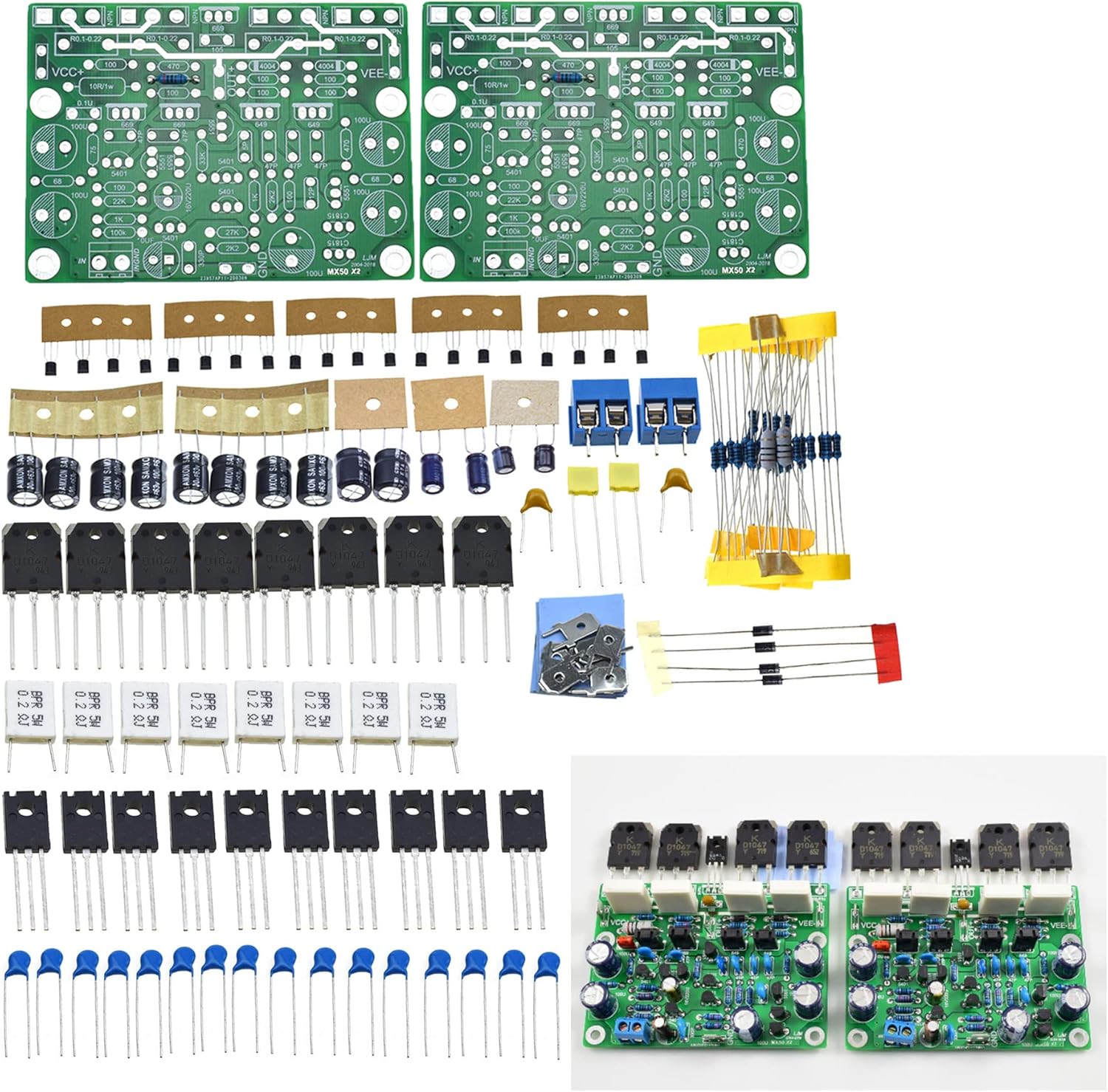 Amazon.co.jp: DIY KITS 2個 MX50 SE 100WX2 デュアルチャンネル オーディオパワーアンプボード D1047 ...
