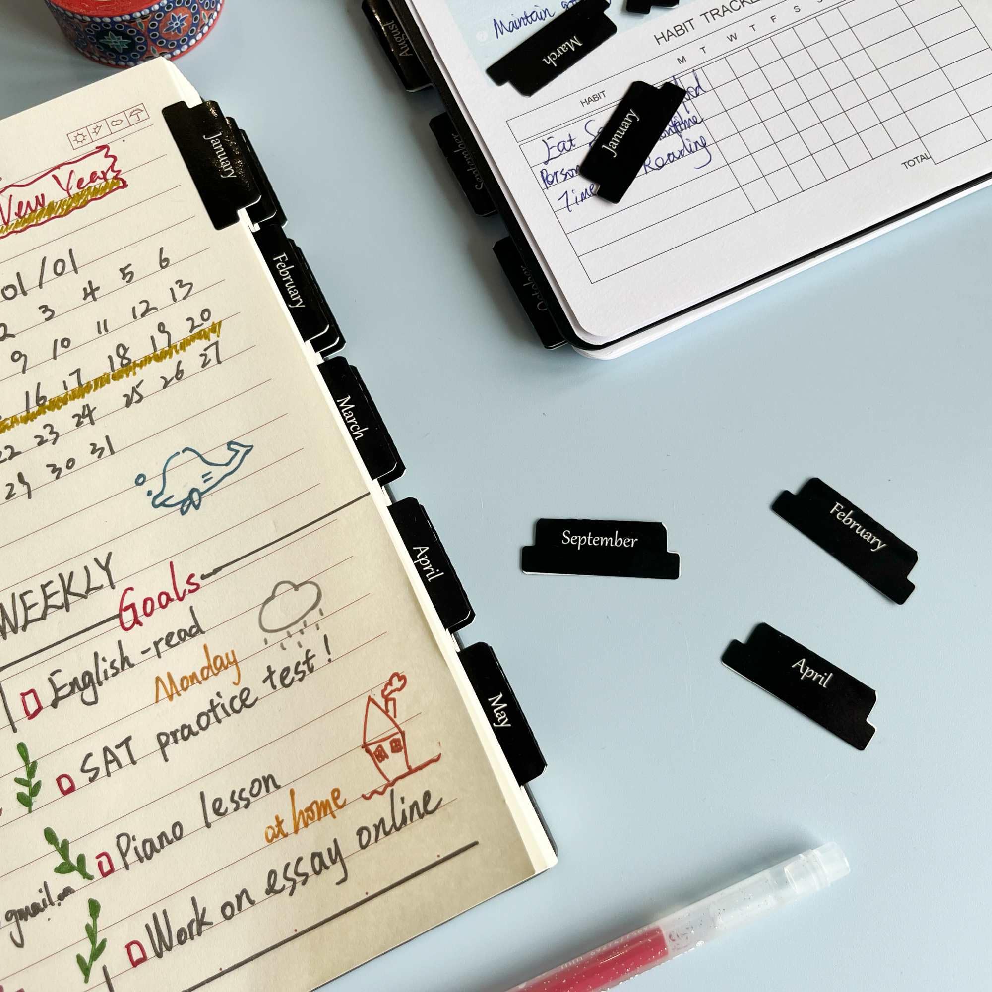 Snapklik.com : Laminated Planner Monthly Tabs, 40 Peel And Stick Tabs ...