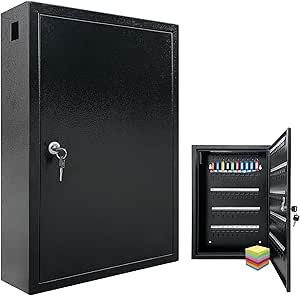 VORVIL Key Lock Box Cabinet with 100 Hooks, Wall Mount Key Storage Box ...
