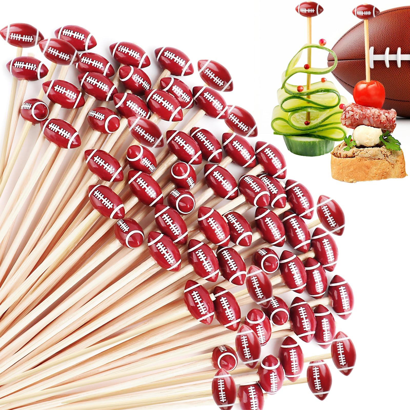 Amazon.com | FoldTier 500 Pcs Football Toothpicks 4.72 Inch Bamboo ...