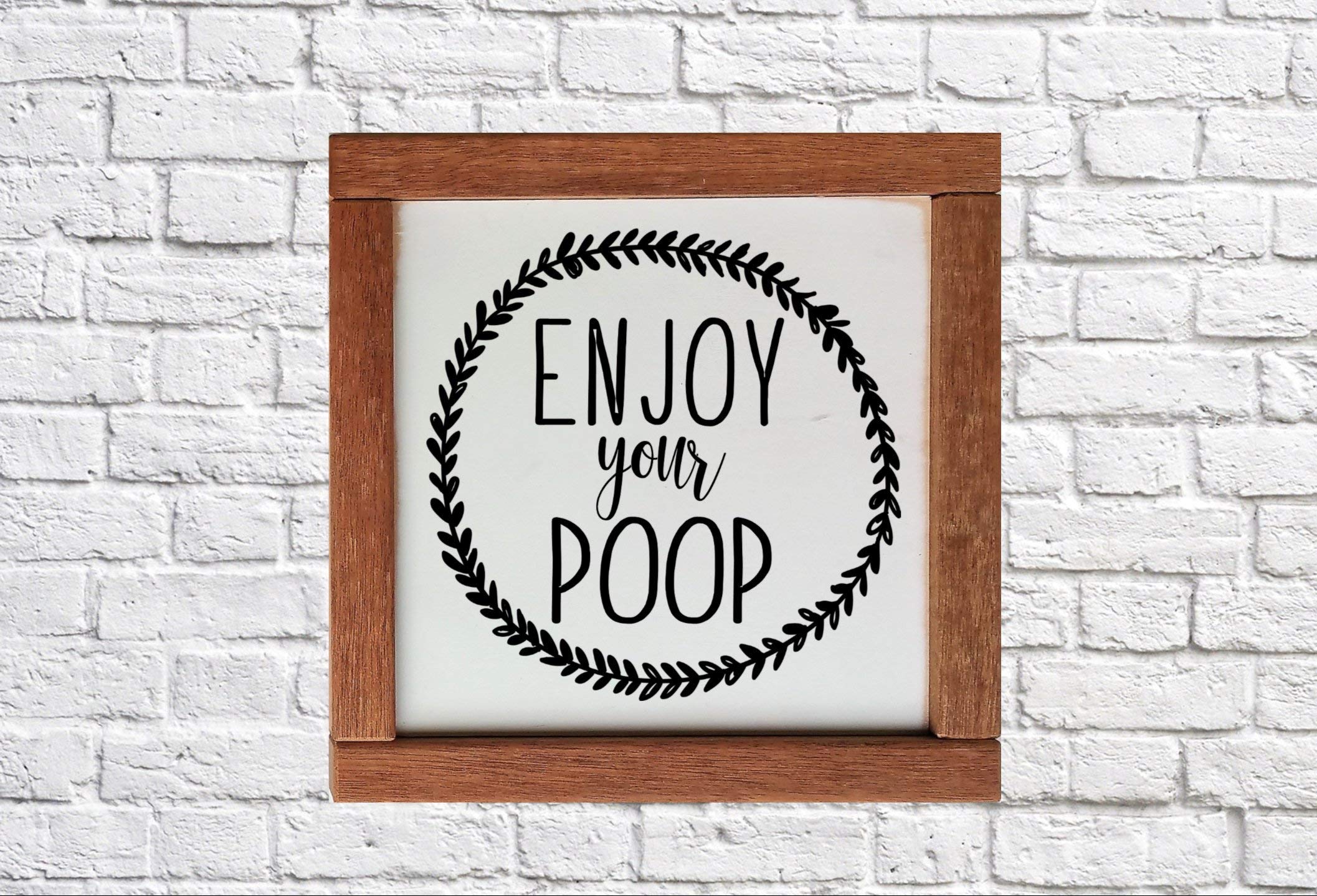 Buy lmf379581 Wood Framed Sign Wooden Signs Enjoy Your Poop Funny ...