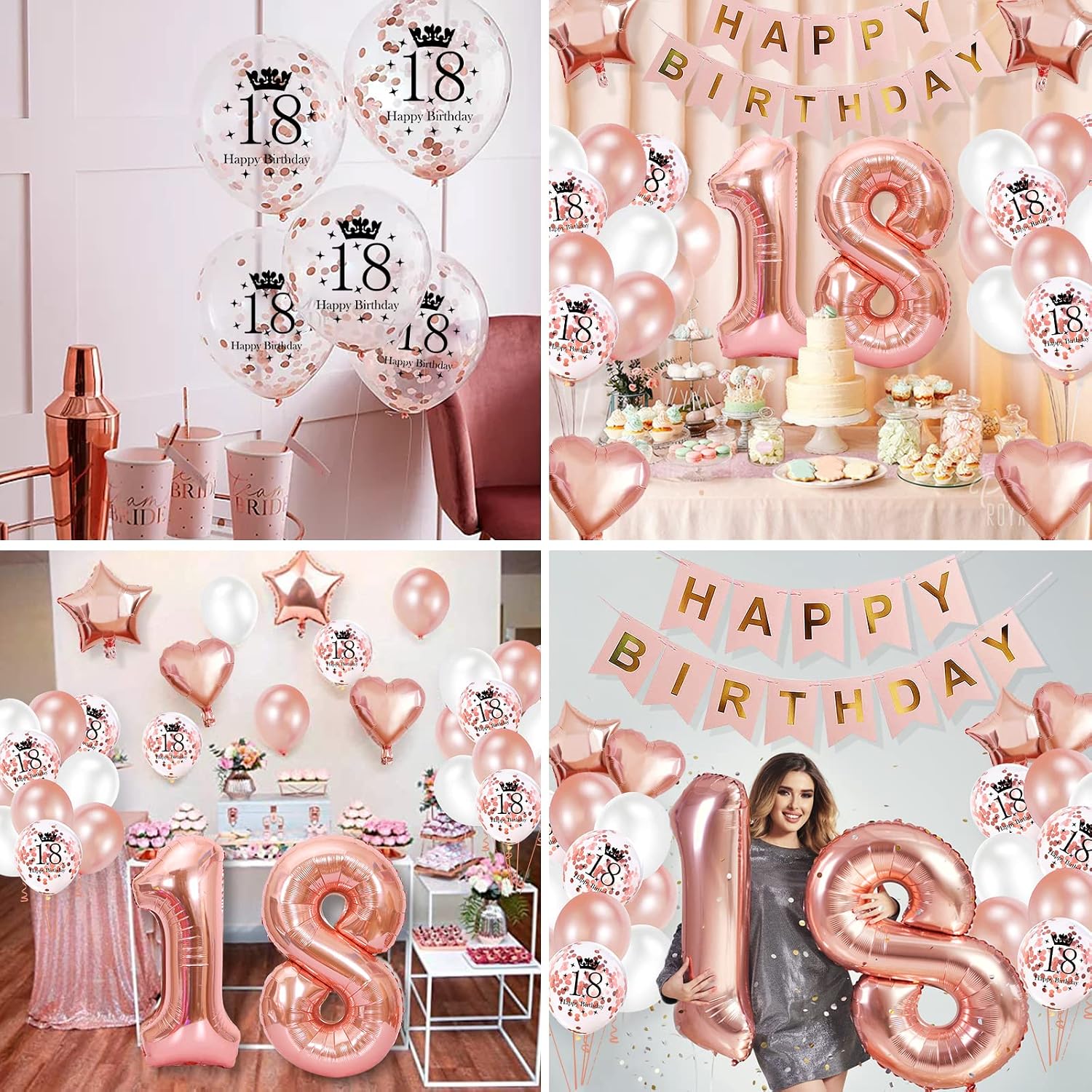 18th Birthday Decorations for Girls, Rose Gold Party Decorations for ...