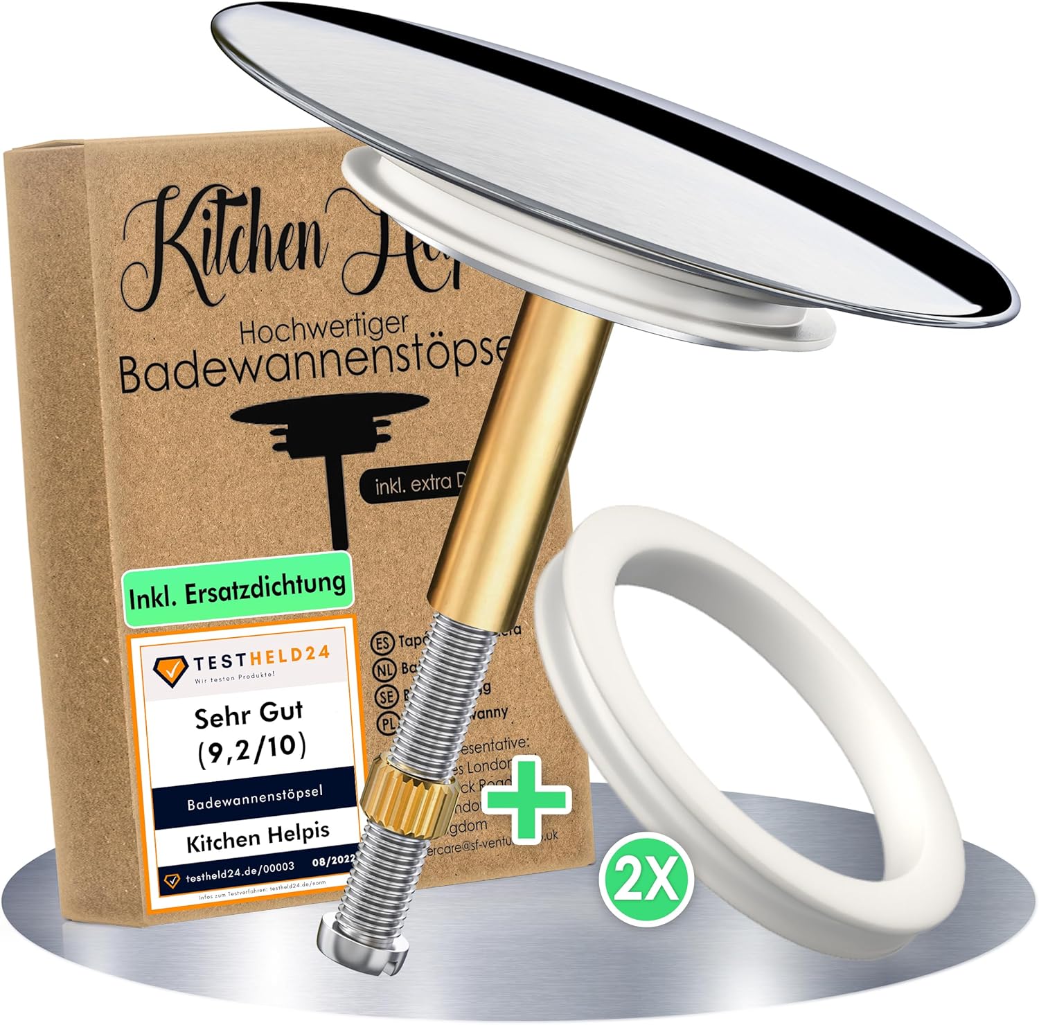 Kitchen Helpis® Edler Badewannenstöpsel universal, ⌀ 72mm Stöpsel ...