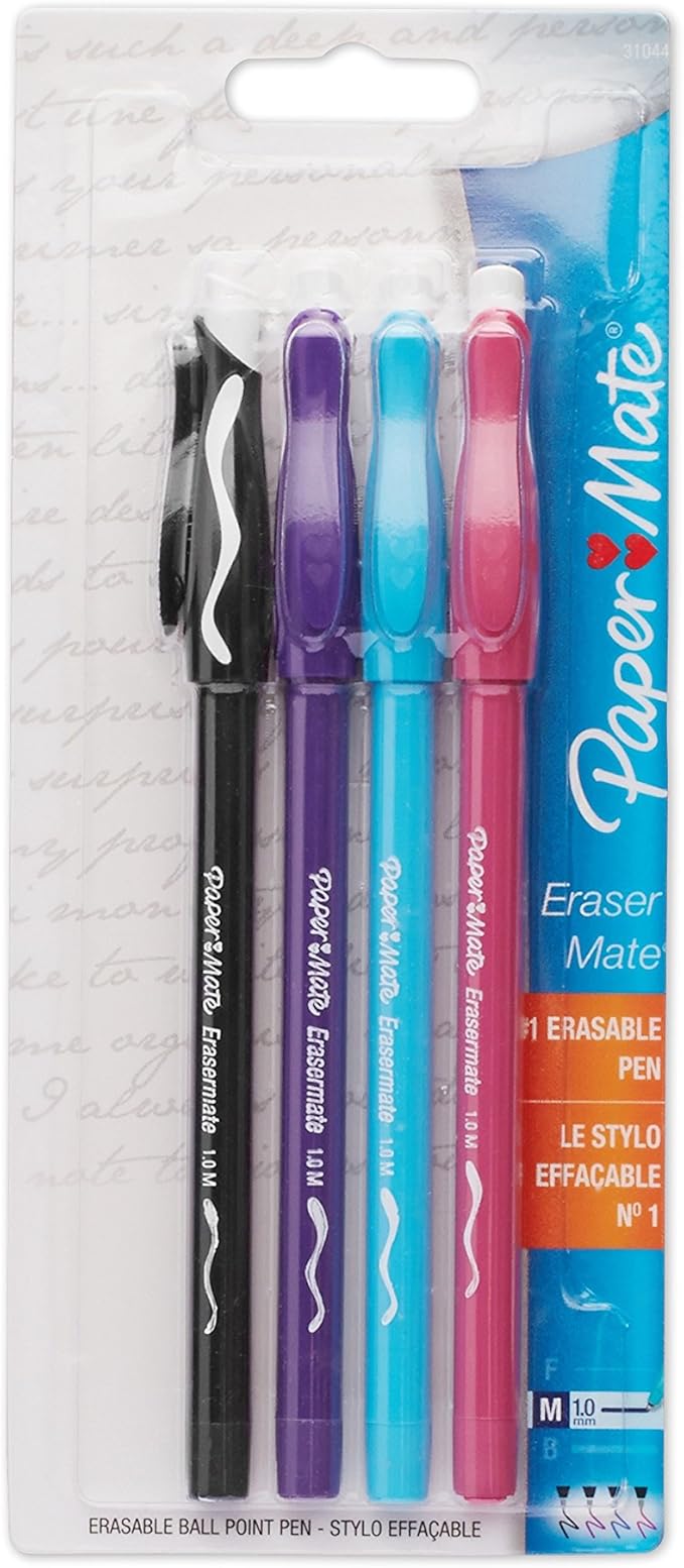 Amazon.com : Paper Mate Erasermate Stick Ballpoint Pens, Medium Point ...