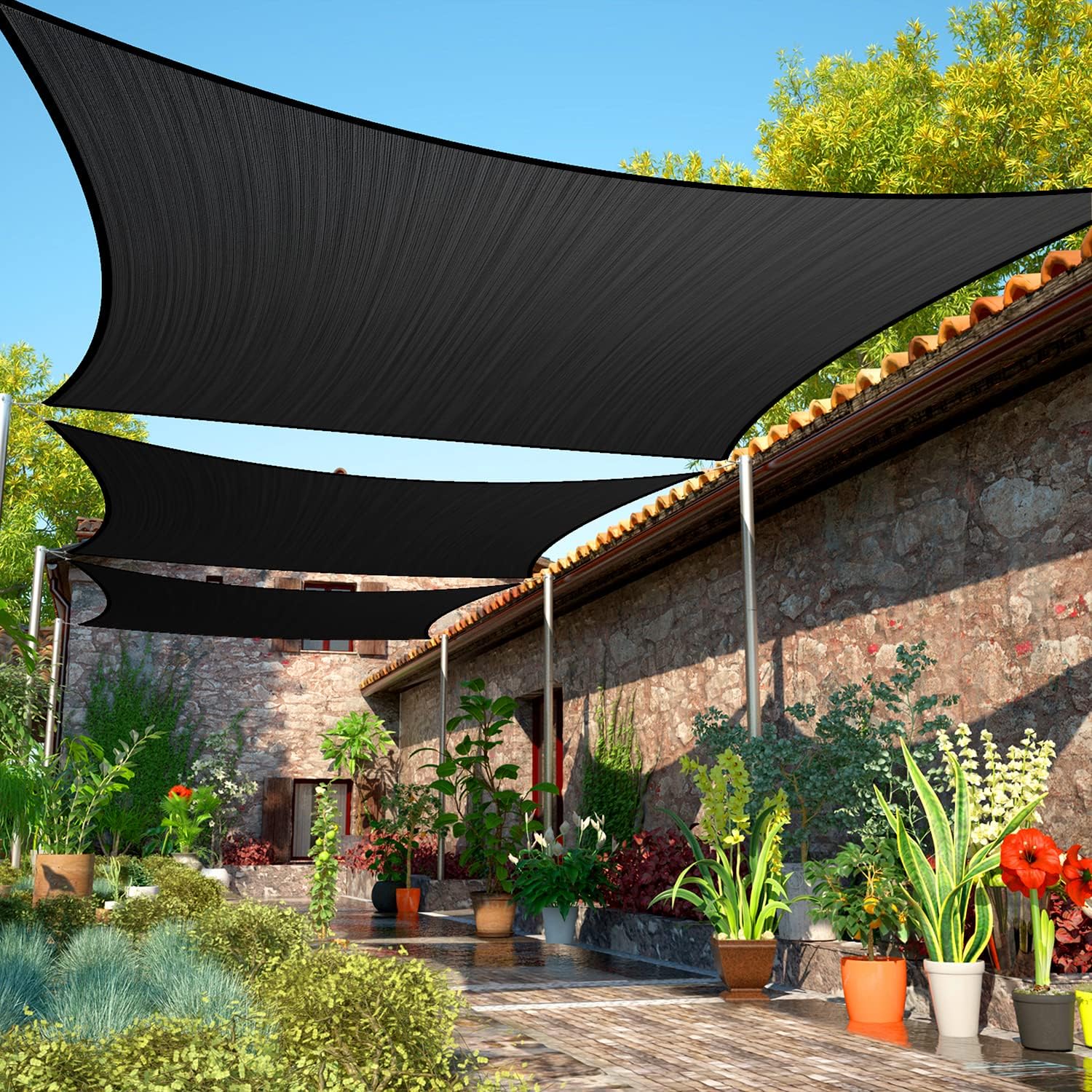 Amazon.com : ShadeMart 6' x 8' Black Sun Shade Sail UPF50 Rectangle ...