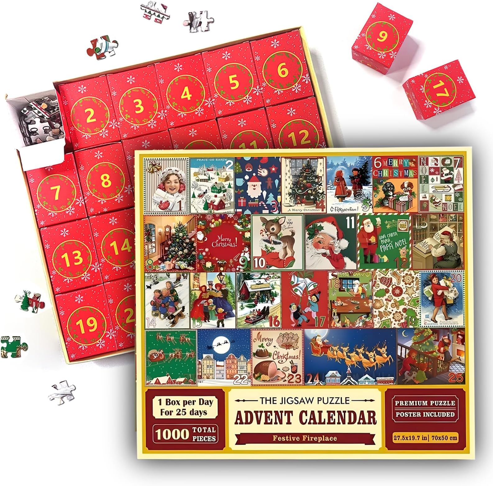 Christmas Advent Calendar Puzzle 1000 Piece for Adult, Christmas ...