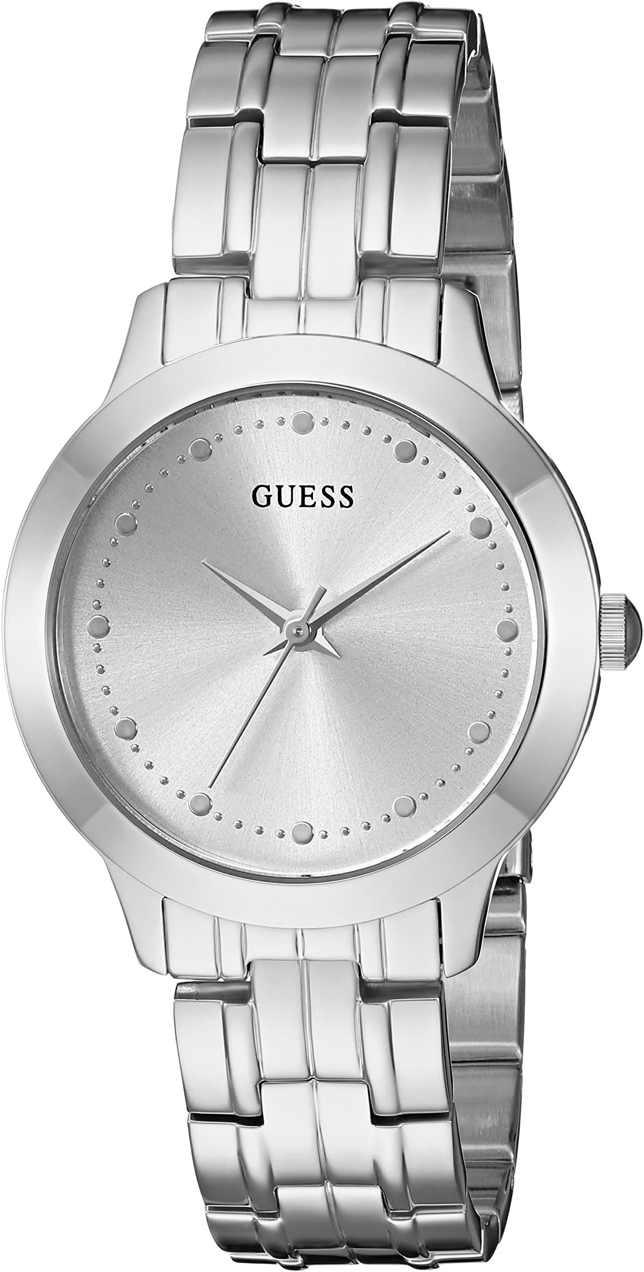 GUESS Stainless Steel Mesh Bracelet Watch with Pink Genuine Diamond ...