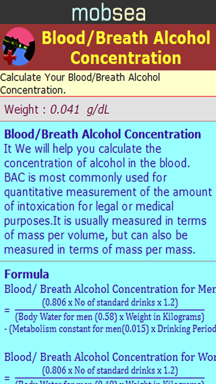 Blood Breath Alcohol Concentration - App on Amazon Appstore