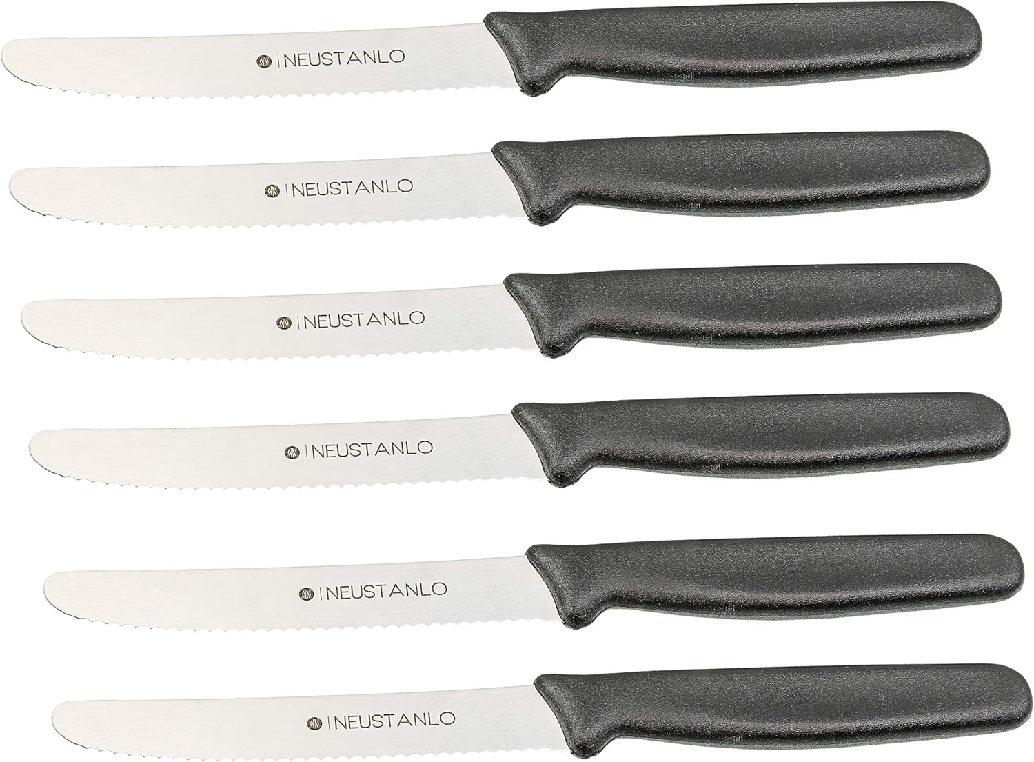 Neustanlo 6 Stück Tafelmesser Set PP Schwarz mit Wellenschliff Made in ...