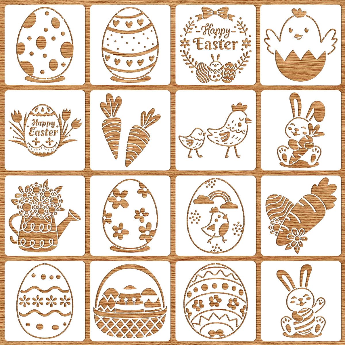 Amazon.com : Easter Stencils for Painting,16pcs Easter Bunny Eggs ...