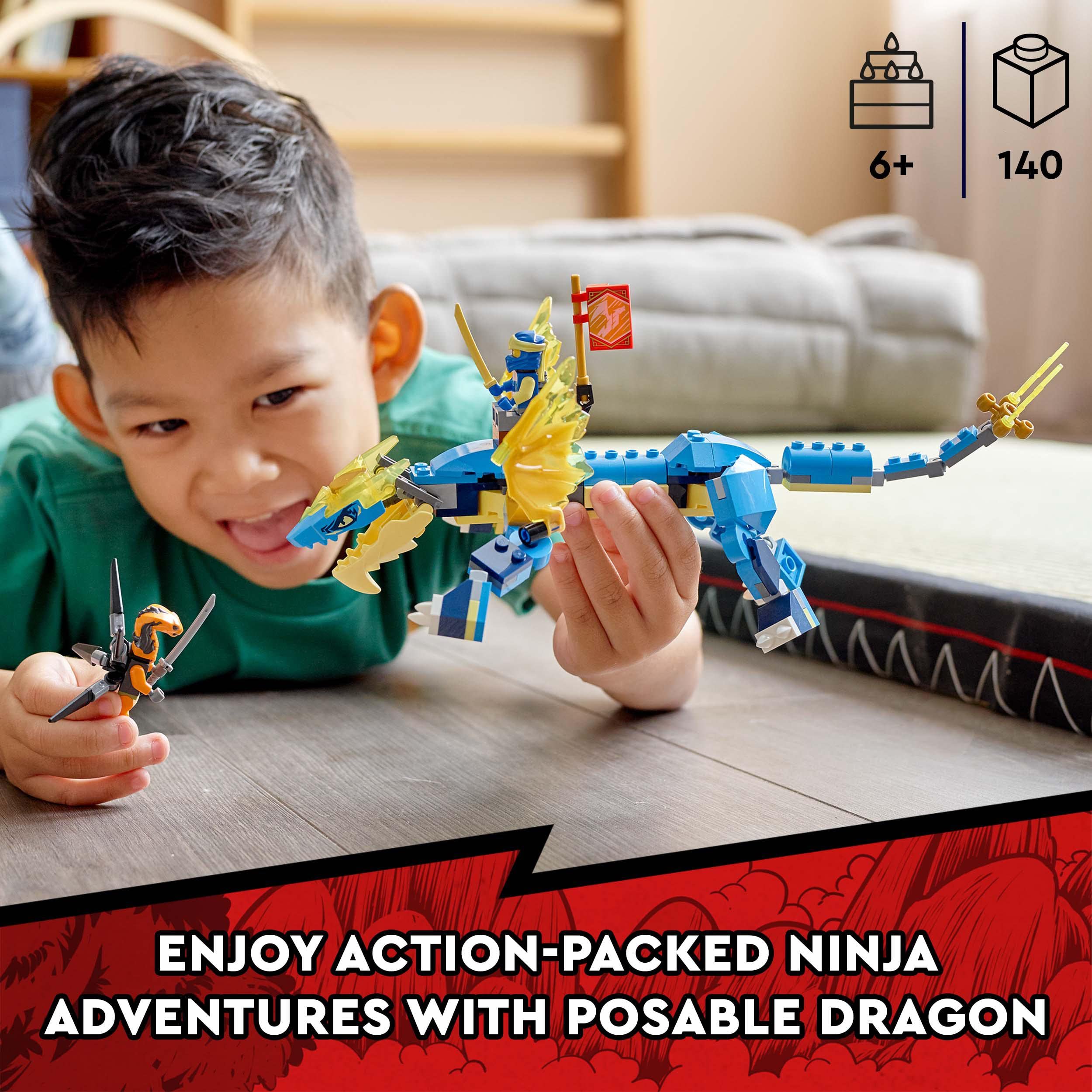 LEGO 71760 NINJAGO Jay’s Thunder Dragon EVO Toy Figure and Viper Snake ...