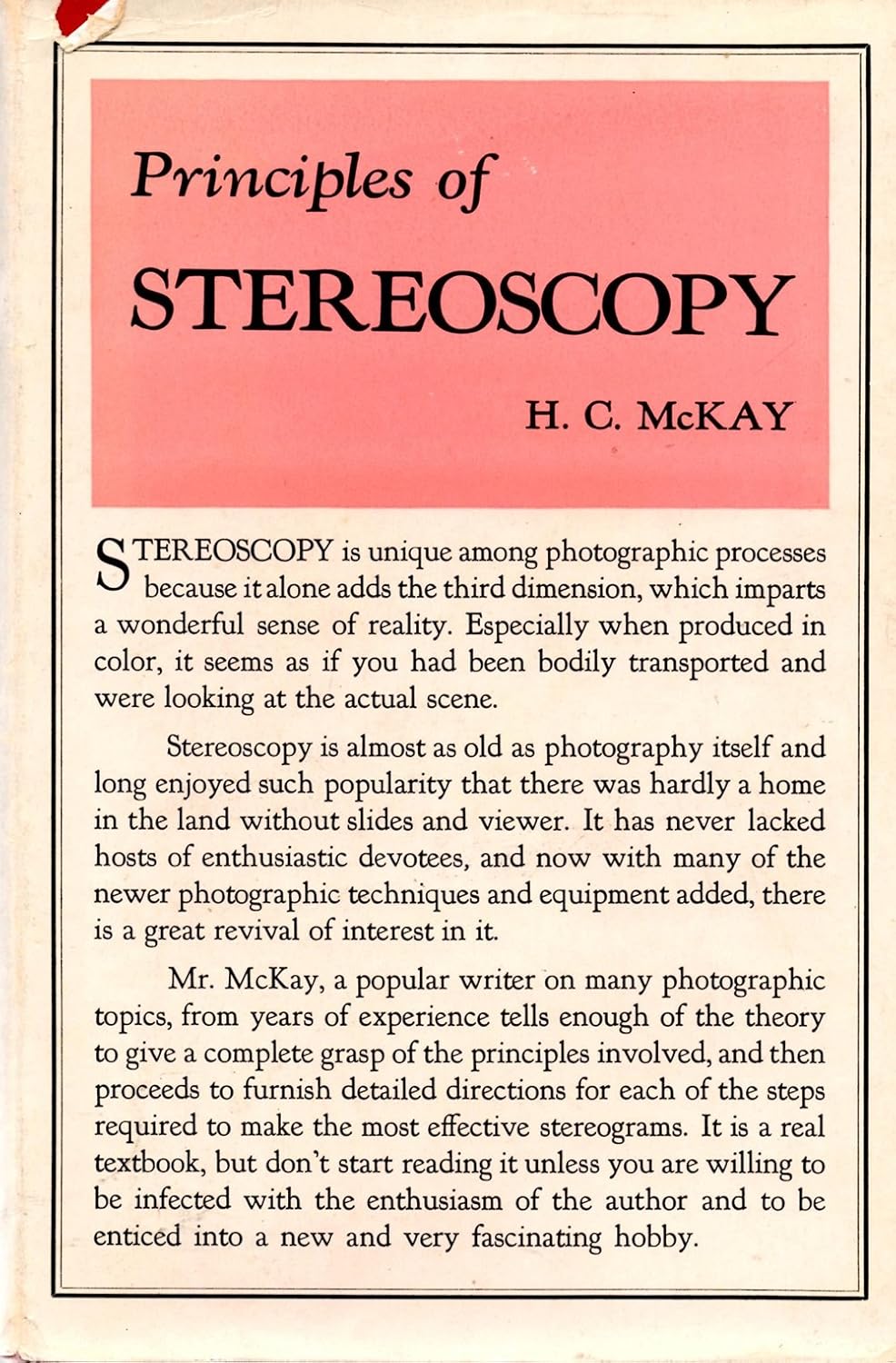 Principles of stereoscopy: McKay, Herbert Couchman: Amazon.com: Books