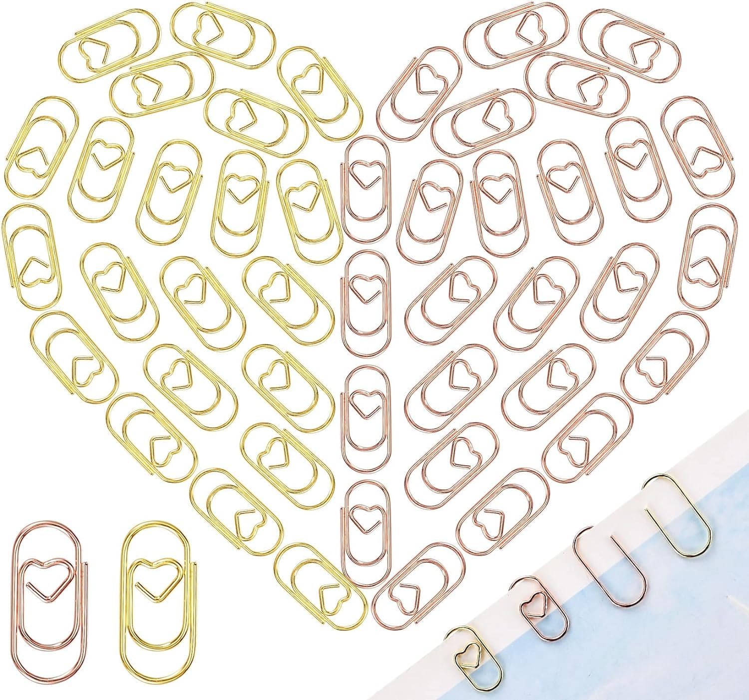 IMPRINT Rose Gold Cute Paper Clips Small, 90 Pcs Smooth Stainless Steel ...