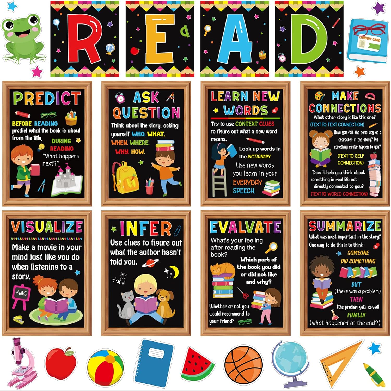 Amazon.com: 28 Pieces Reading Strategy Posters Classroom Decorations ...