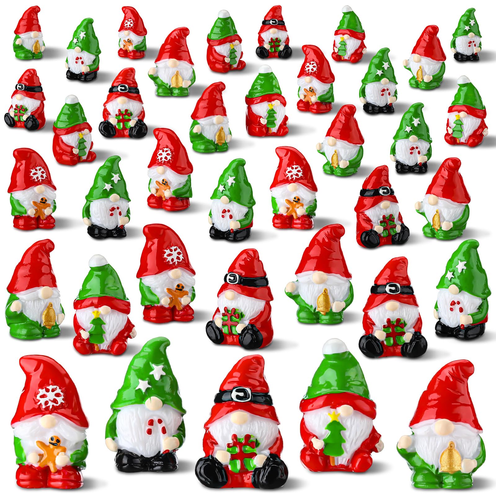 Amazon.com: Quzzil 80 Pcs Christmas Mini Resin Gnomes Miniature Gnomes ...