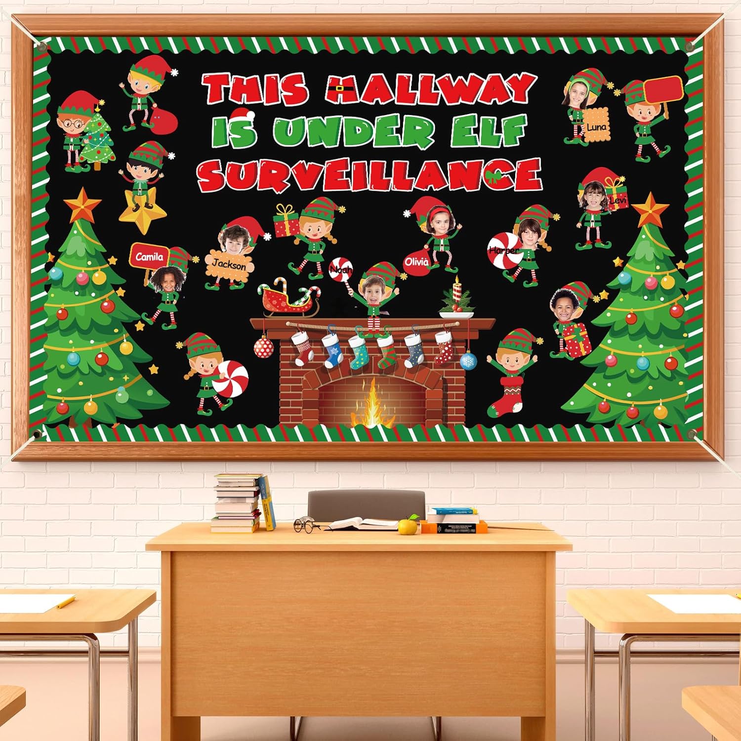 Amazon.com : Wiooffen Christmas Banner Decorations Classroom Christmas ...