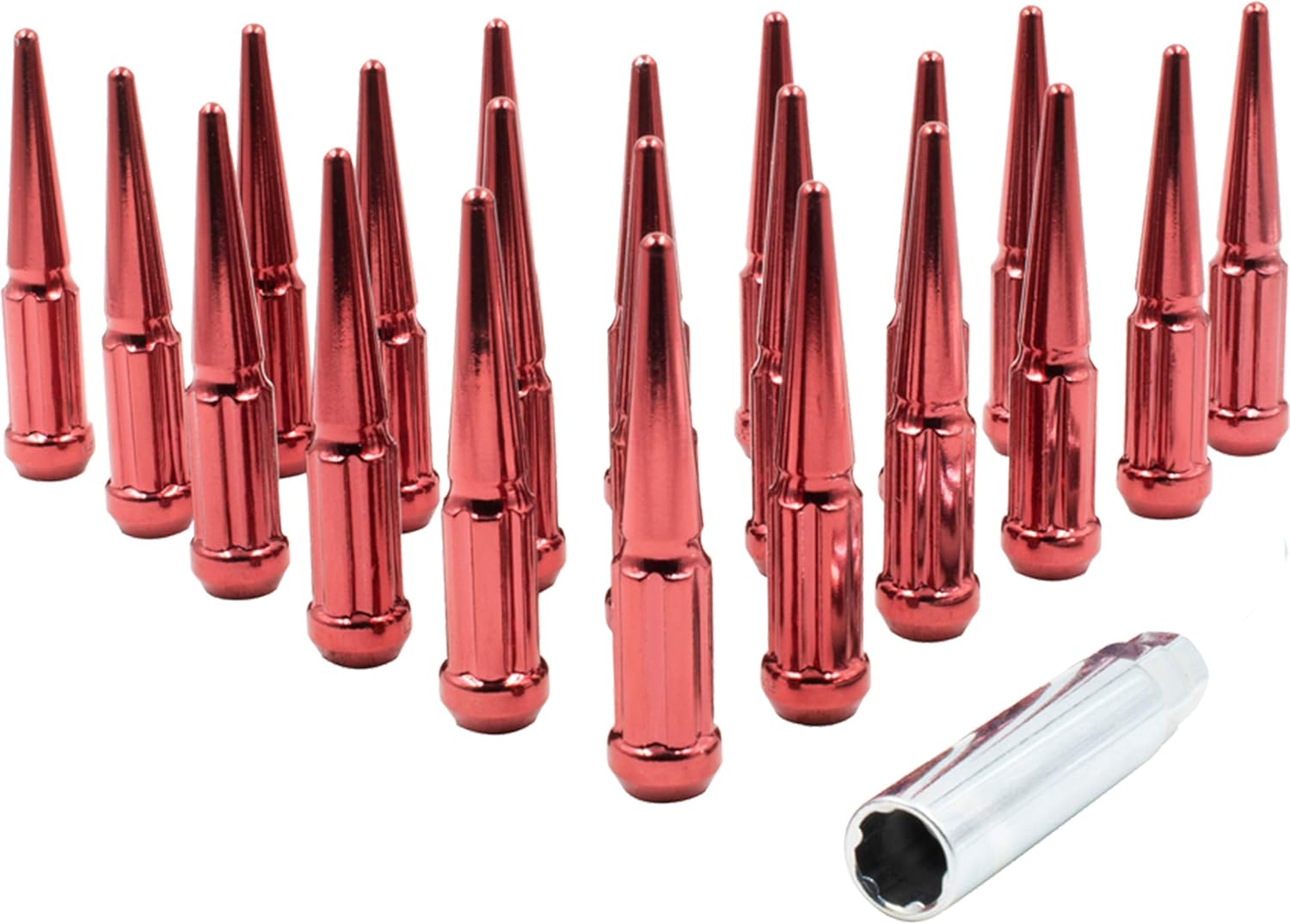 Amazon.com: Wheel Accessories Parts Set of 24 Red Spiked Spline Solid ...