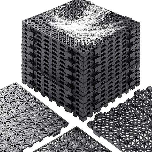 Amazon.com: 12” x 12” Drainage Interlocking Floor Tiles, 12 Pack Non ...