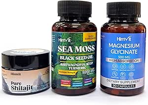 Amazon.com: himvit 3 in 1 Pure Shilajit Resin Irish Sea Moss with Black ...