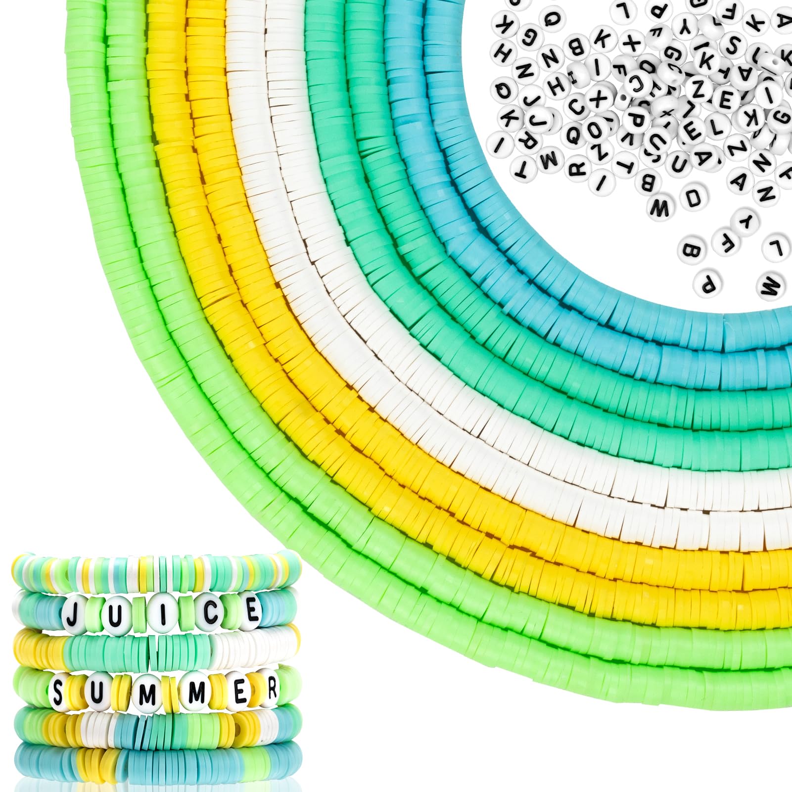 DEHVIHS Clay Beads, 3704Pcs Friendship Bracelet Kit 10 Strands with ...