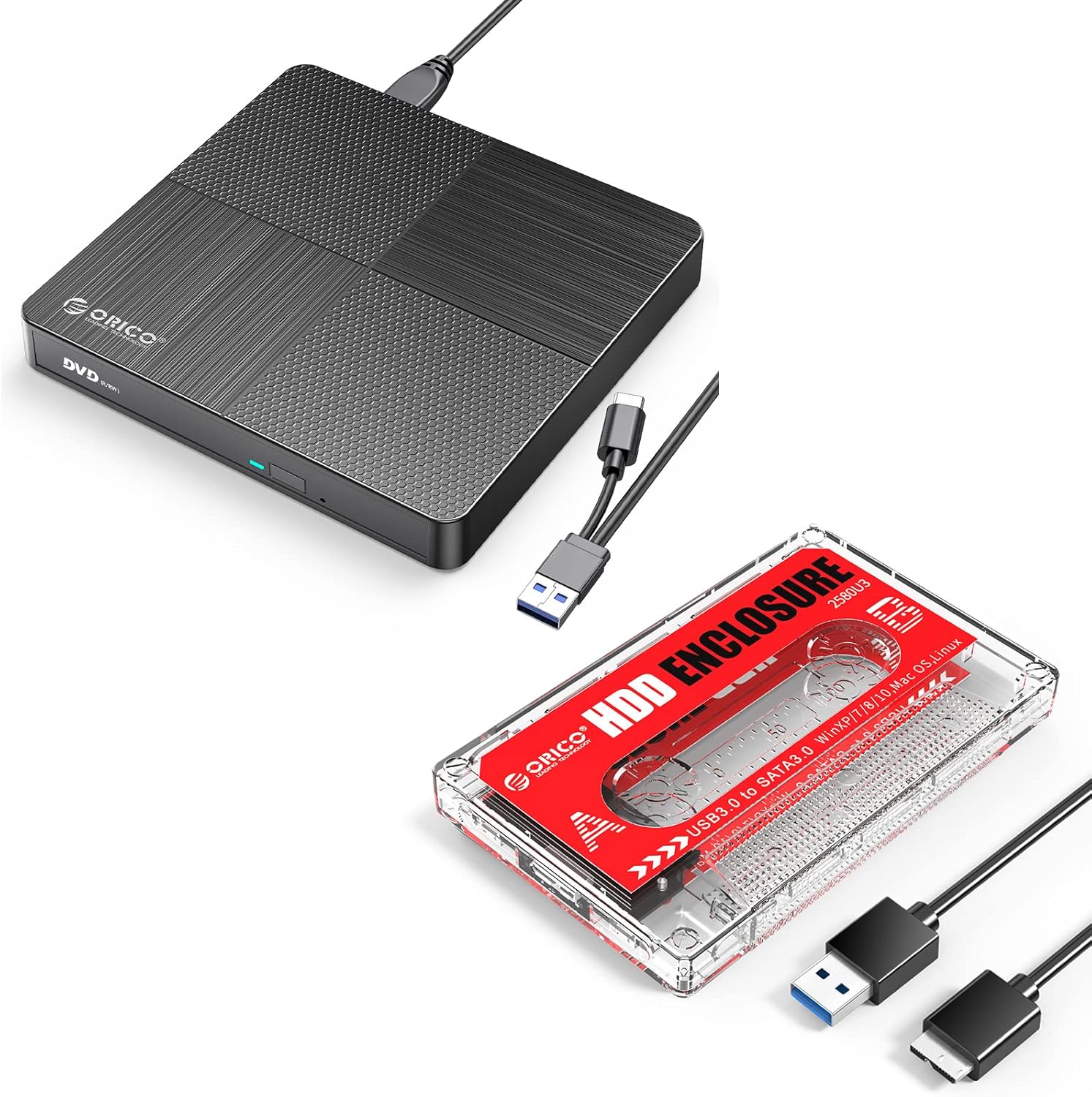 Amazon.com: ORICO External CD/DVD Drive Burner with 2.5'' External Hard ...
