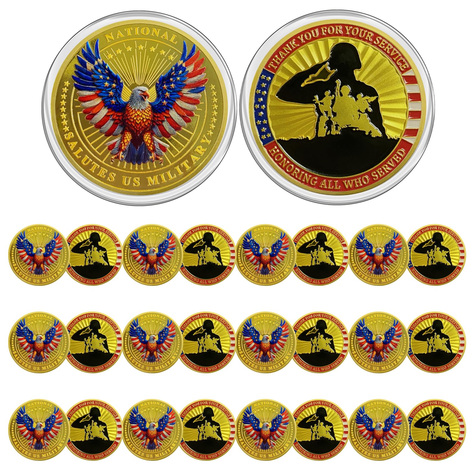 Amazon.com : CHURYUML 24Pcs Military Challenge Coins Bulk - National ...
