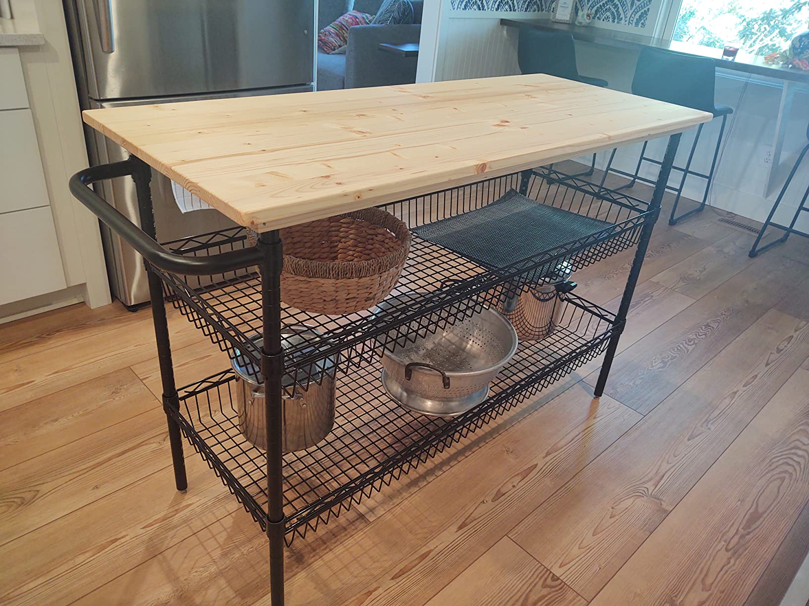 Amazon.com: 2 Tier Wire Basket Push Cart - Chrome - 18" Deep x 36" Wide ...