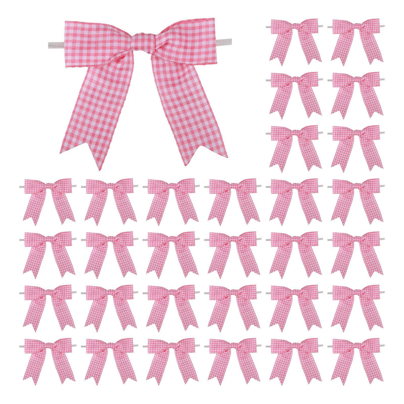 Amazon.com: Meseey 30 Pcs 3.5 Inches Gingham Ribbon Bows with Twist Tie ...