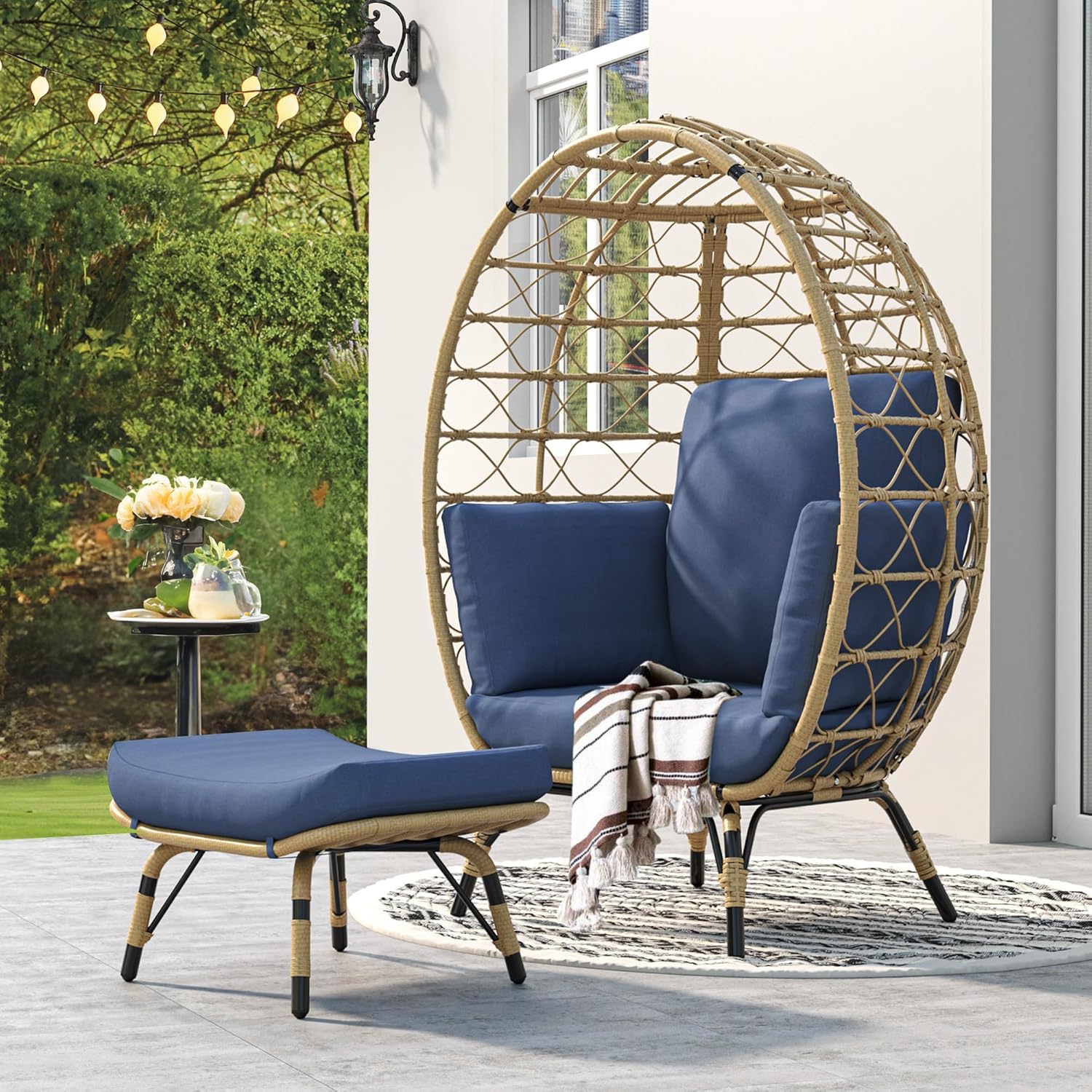 Amazon.com : YITAHOME Egg Chair with Stand Outdoor Egg Lounge Chair ...