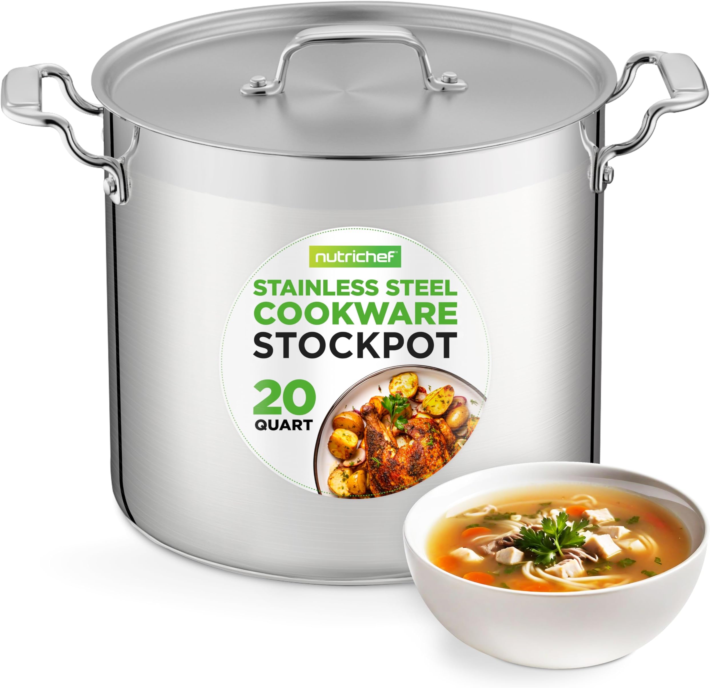 NutriChef Soup Pot with See Through Lid, Dishwasher Safe Stainless ...