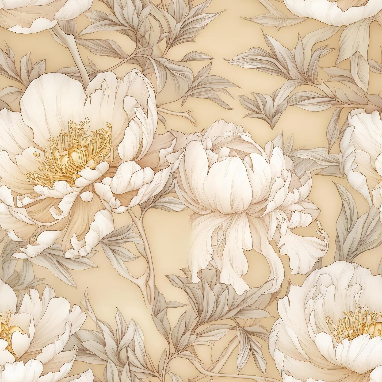 MAGAFA Peony Boho Floral Wallpaper Self Adhesive Garden Large Flower ...