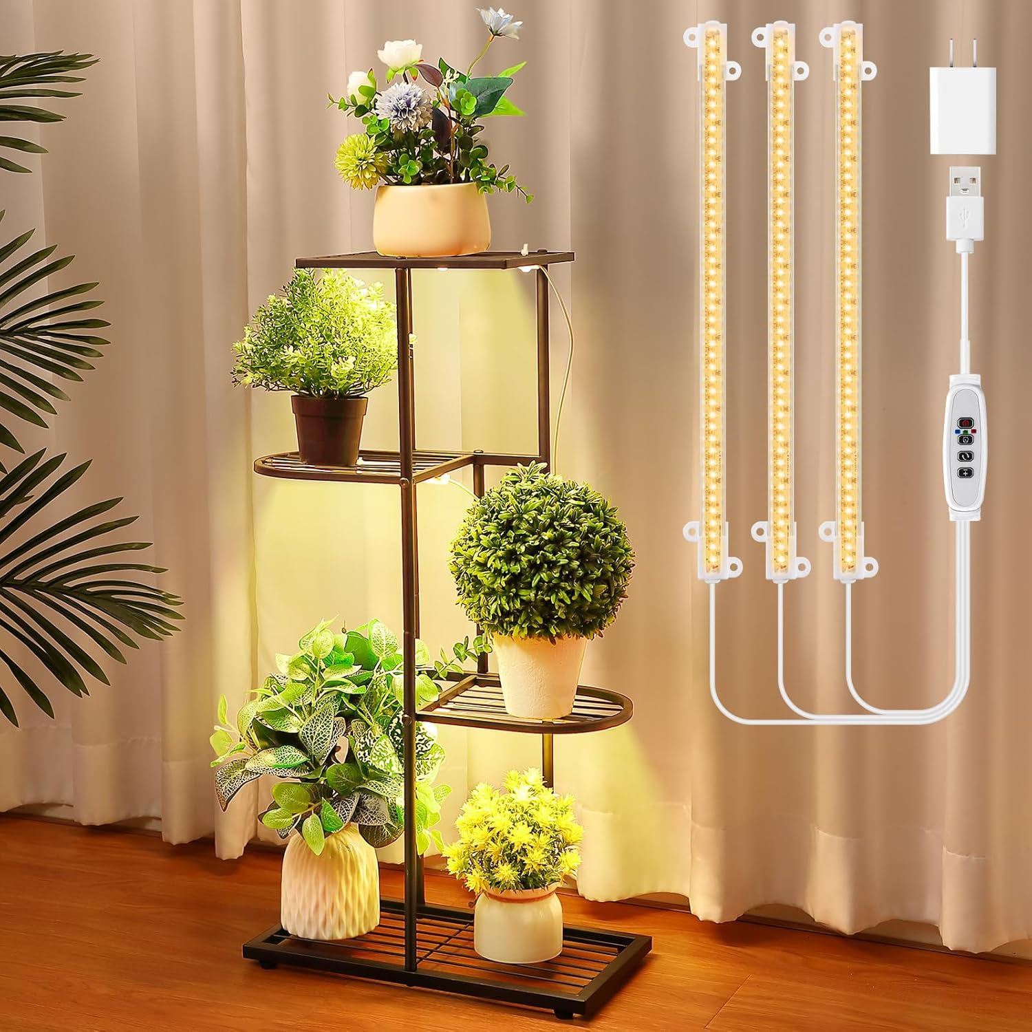 Amazon.com : Feekoon Plant Stand with Grow Light Indoor, Sturdy Metal ...