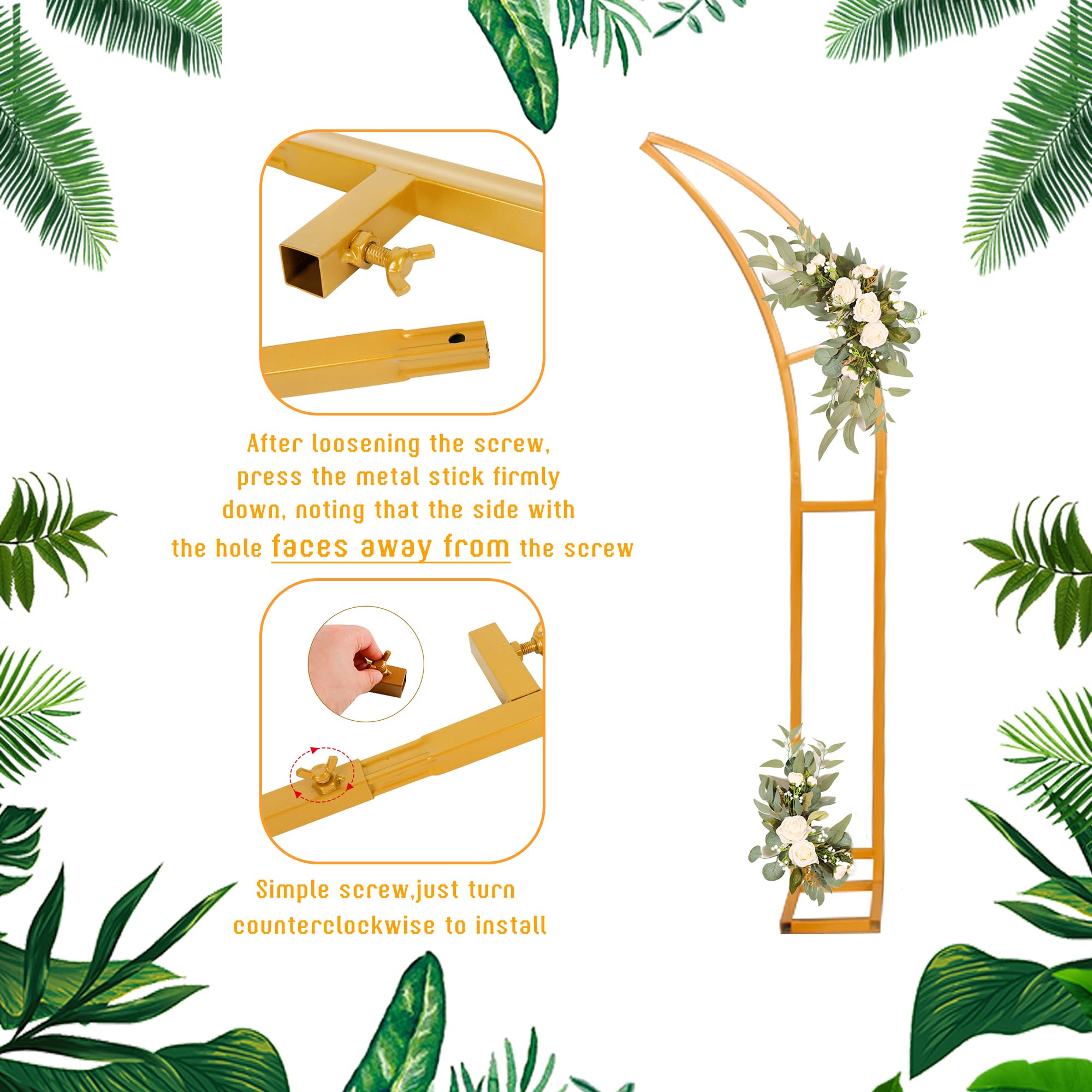 Teabelle 2pcs Wedding Arch Golden Half Moon Backdrop Stand, Metal ...