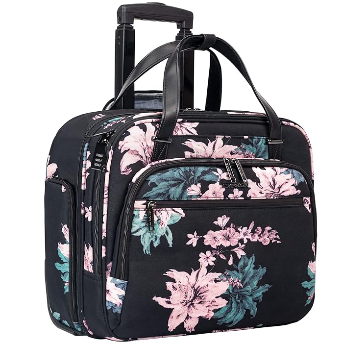 Buy Rolling Laptop Briefcase 15.6 Inch Laptop Roller Case for Women ...