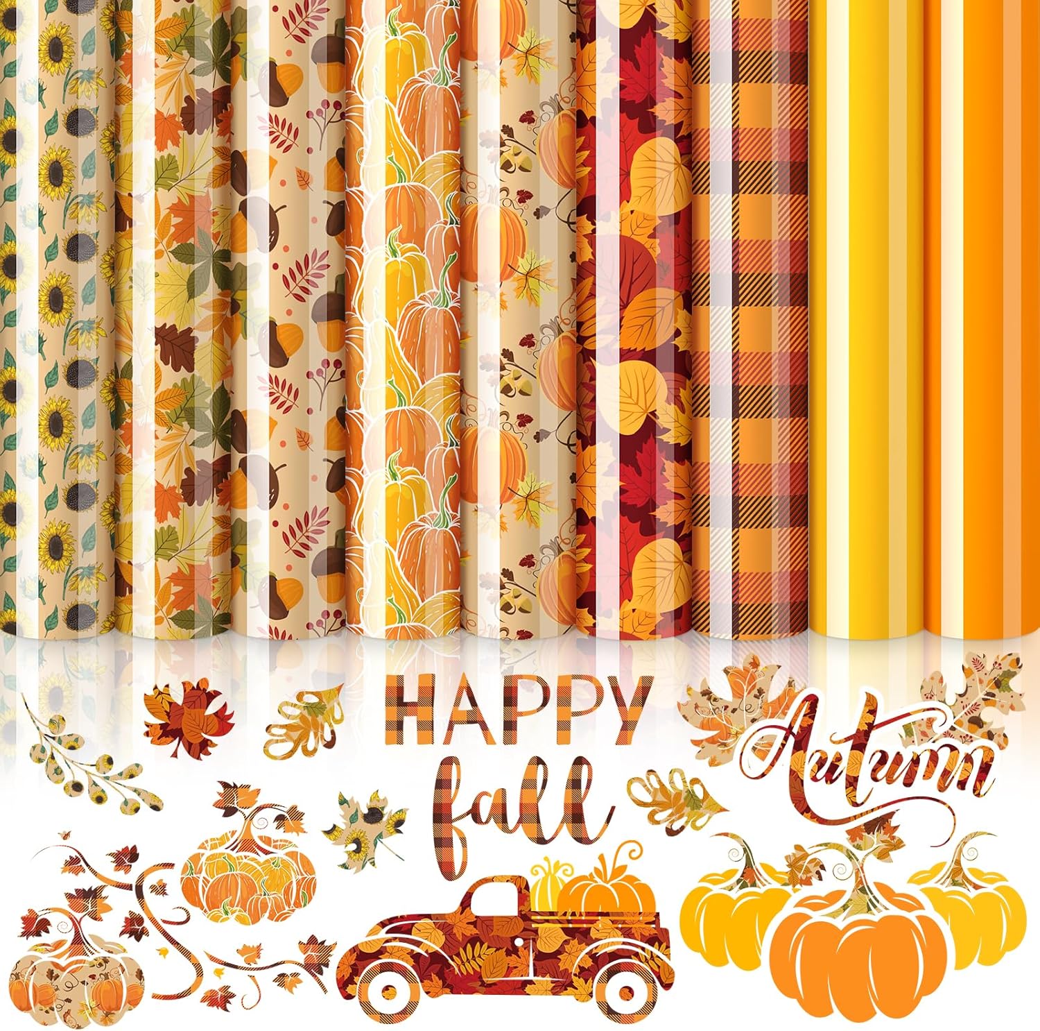 Amazon.com: Whaline 9 Sheet Fall Heat Transfer Vinyl Sunflowers Maple ...