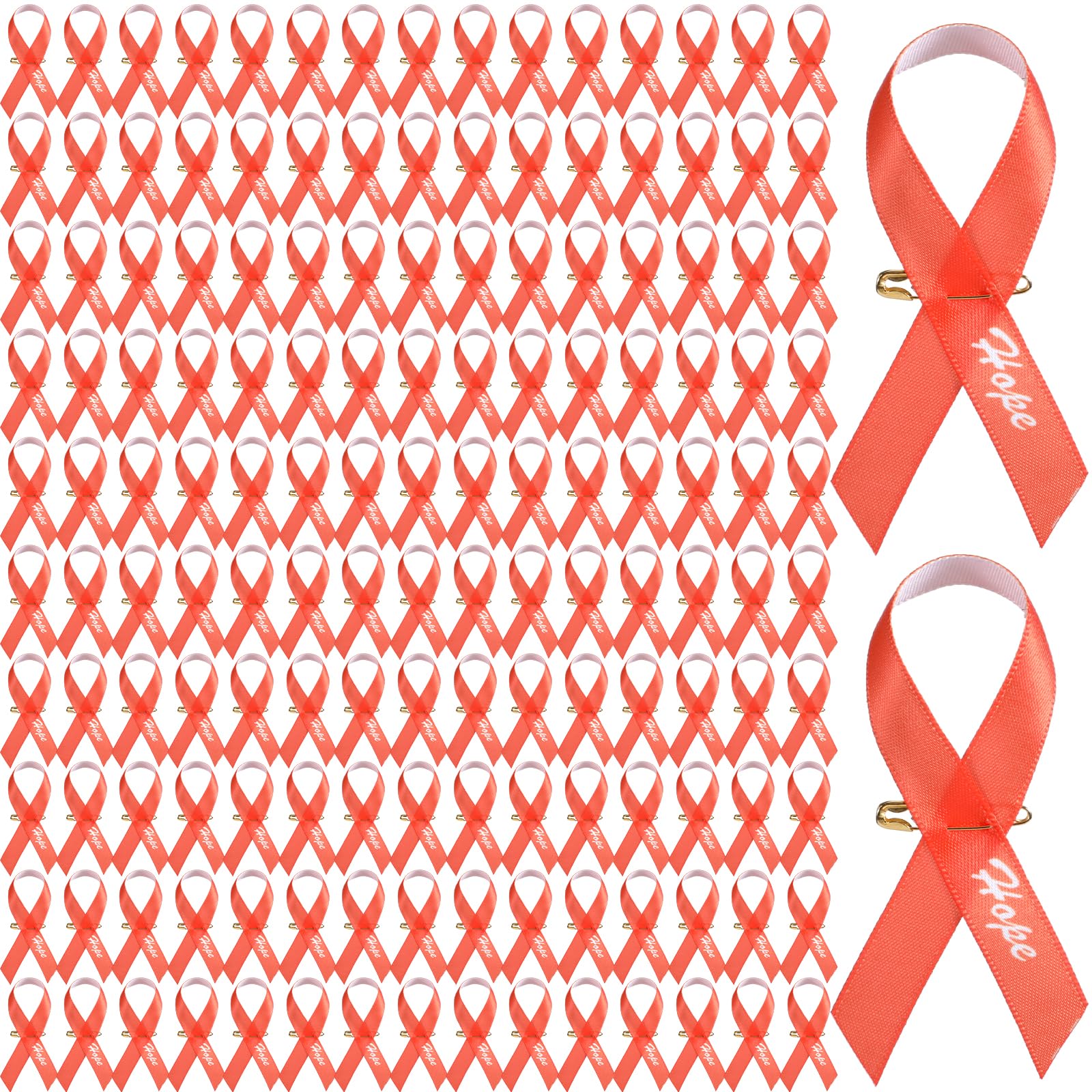 Amazon.com: Hanaive 150 Pcs Orange Ribbons Leukemia Awareness Ribbons ...