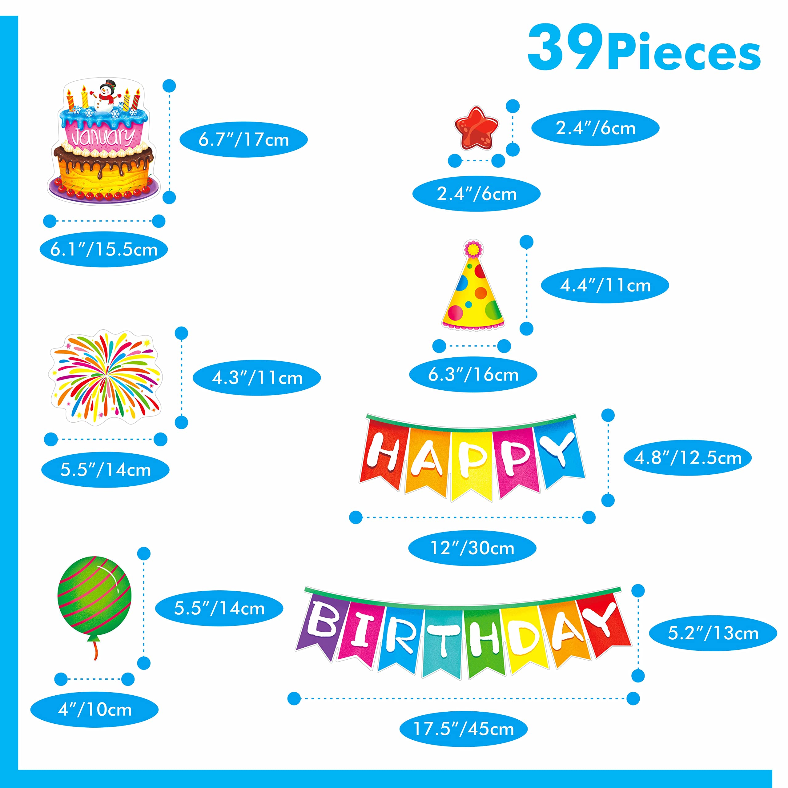 Snapklik.com : 39 PCS Happy Birthday Bulletin Board Set, Colorful ...