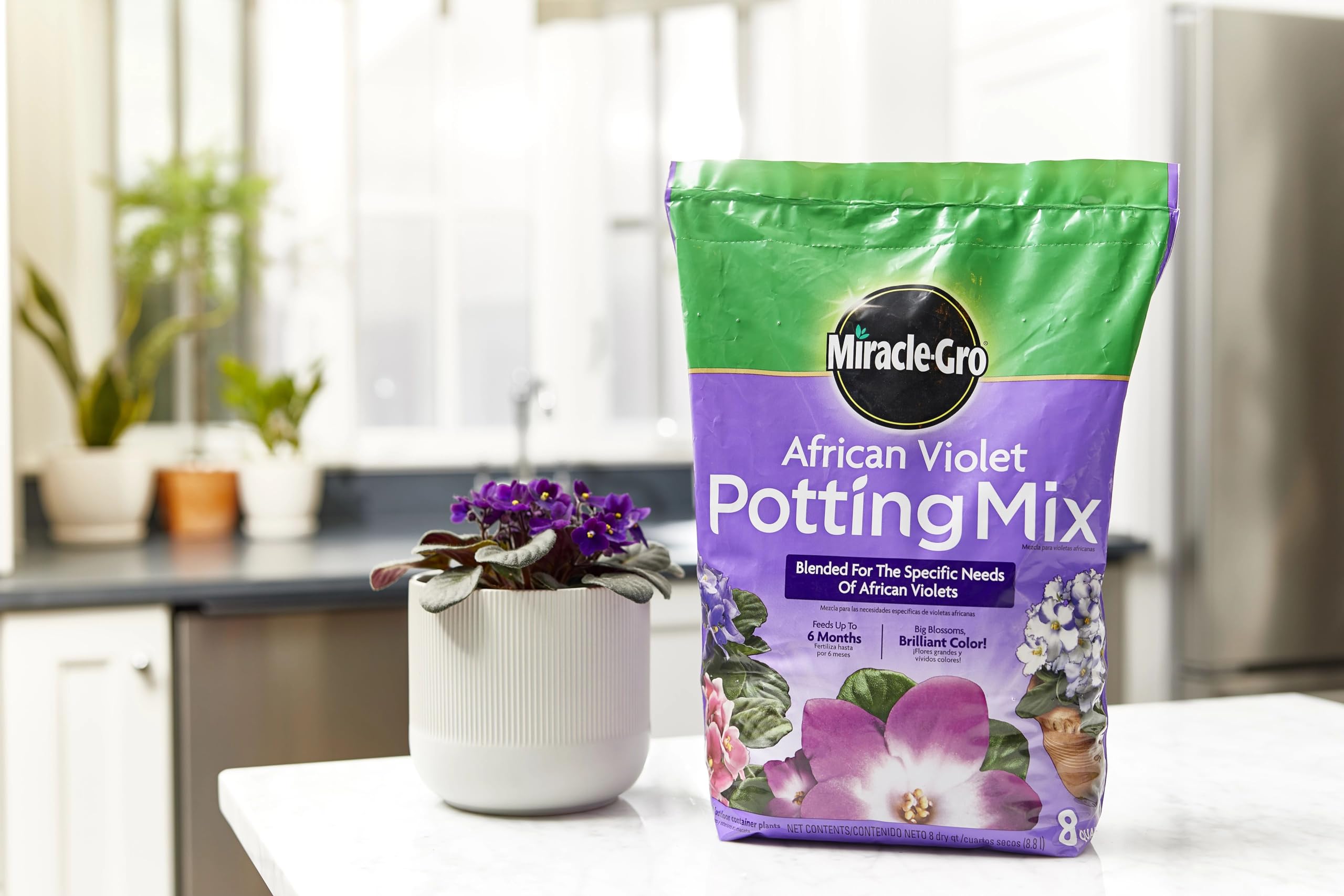 Miracle-Gro African Violet Potting Mix, Added Fertilizer Feeds Up to 6 ...