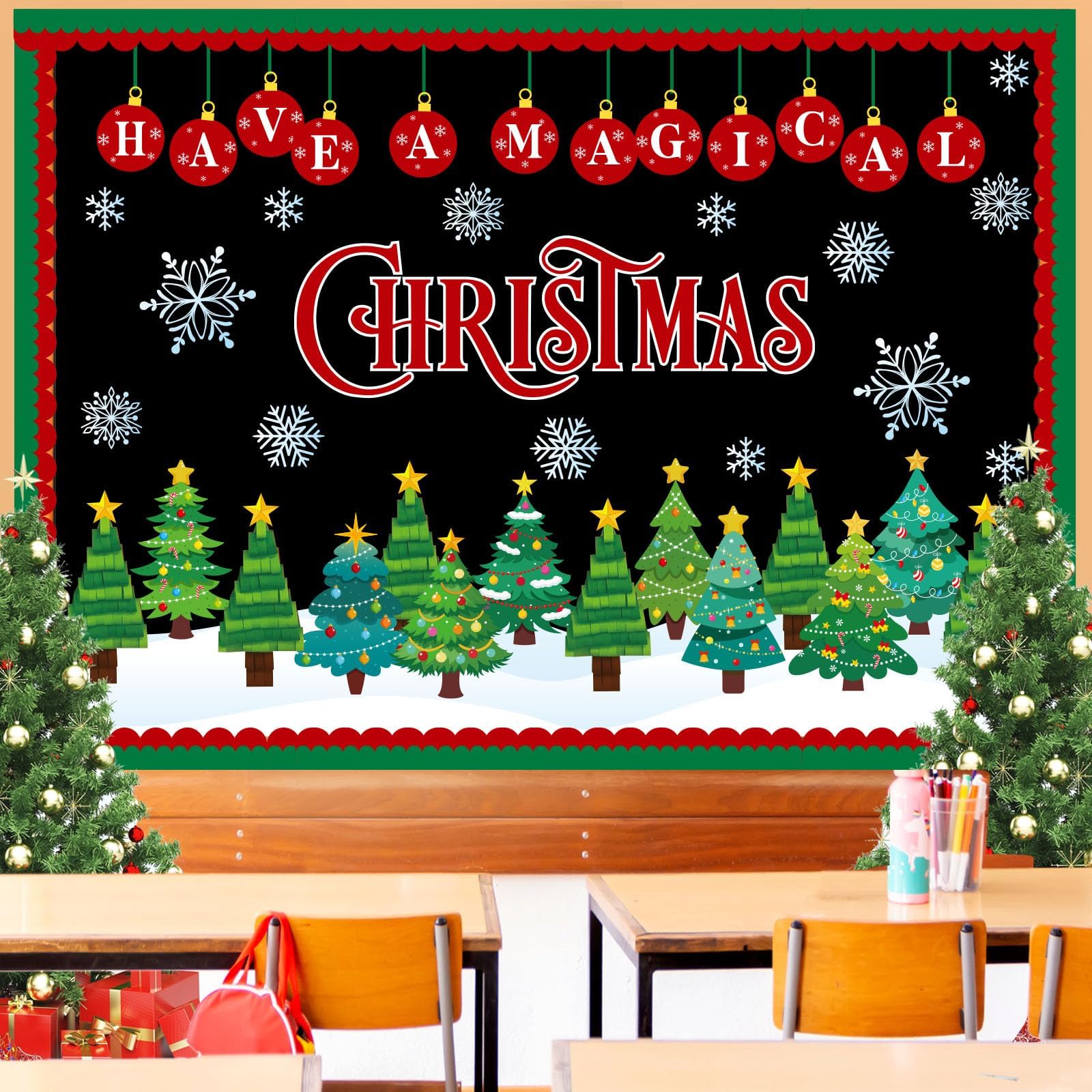 Amazon.com: Christmas Tree Bulletin Board Decorations for Classroom DIY ...