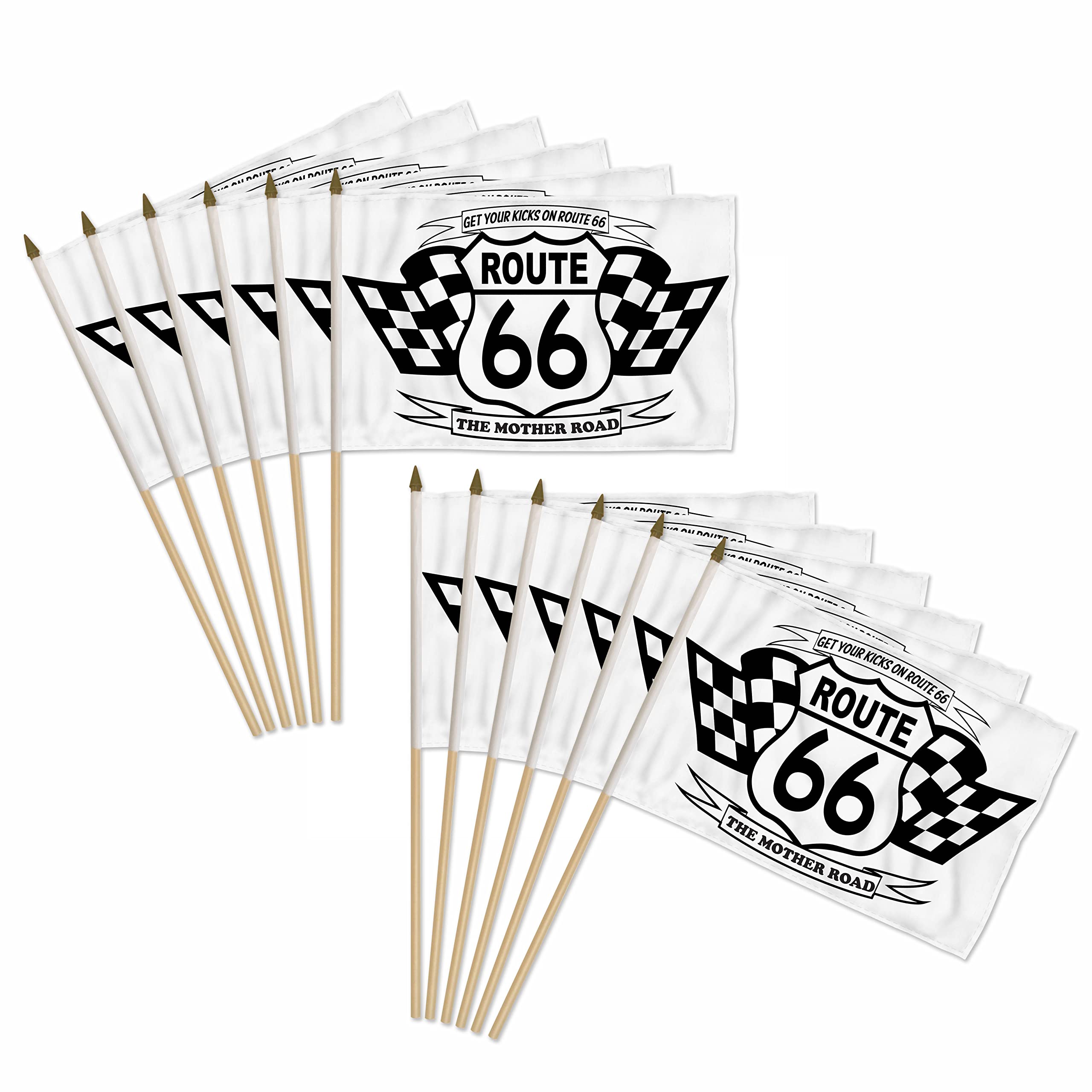 Amazon.com : Route 66 (Black & White) 12x18in Stick Flag - 1 dozen pack ...