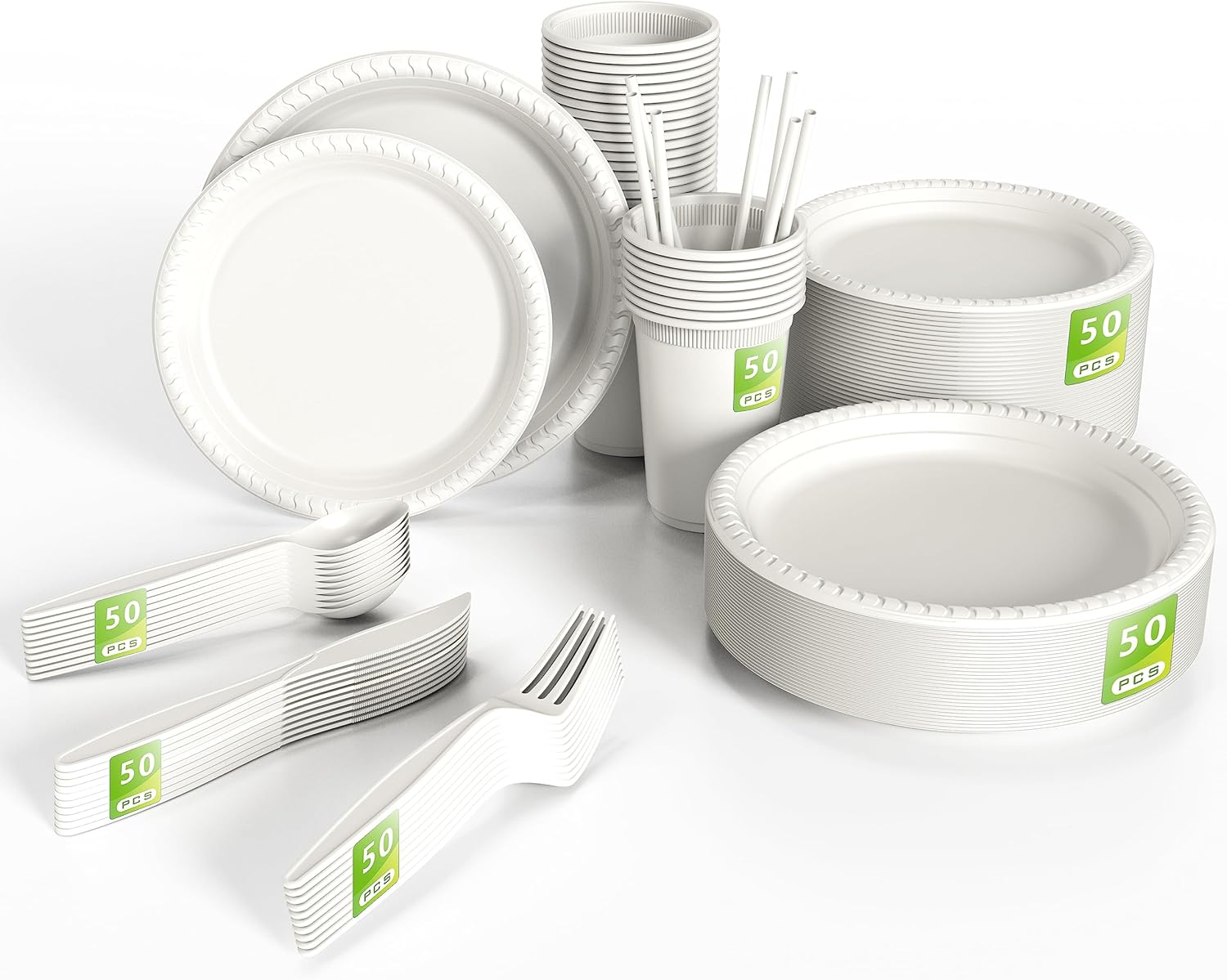 Amazon.com: YONGZHUKANG Compostable Disposable Plates Set, 400pcs ...