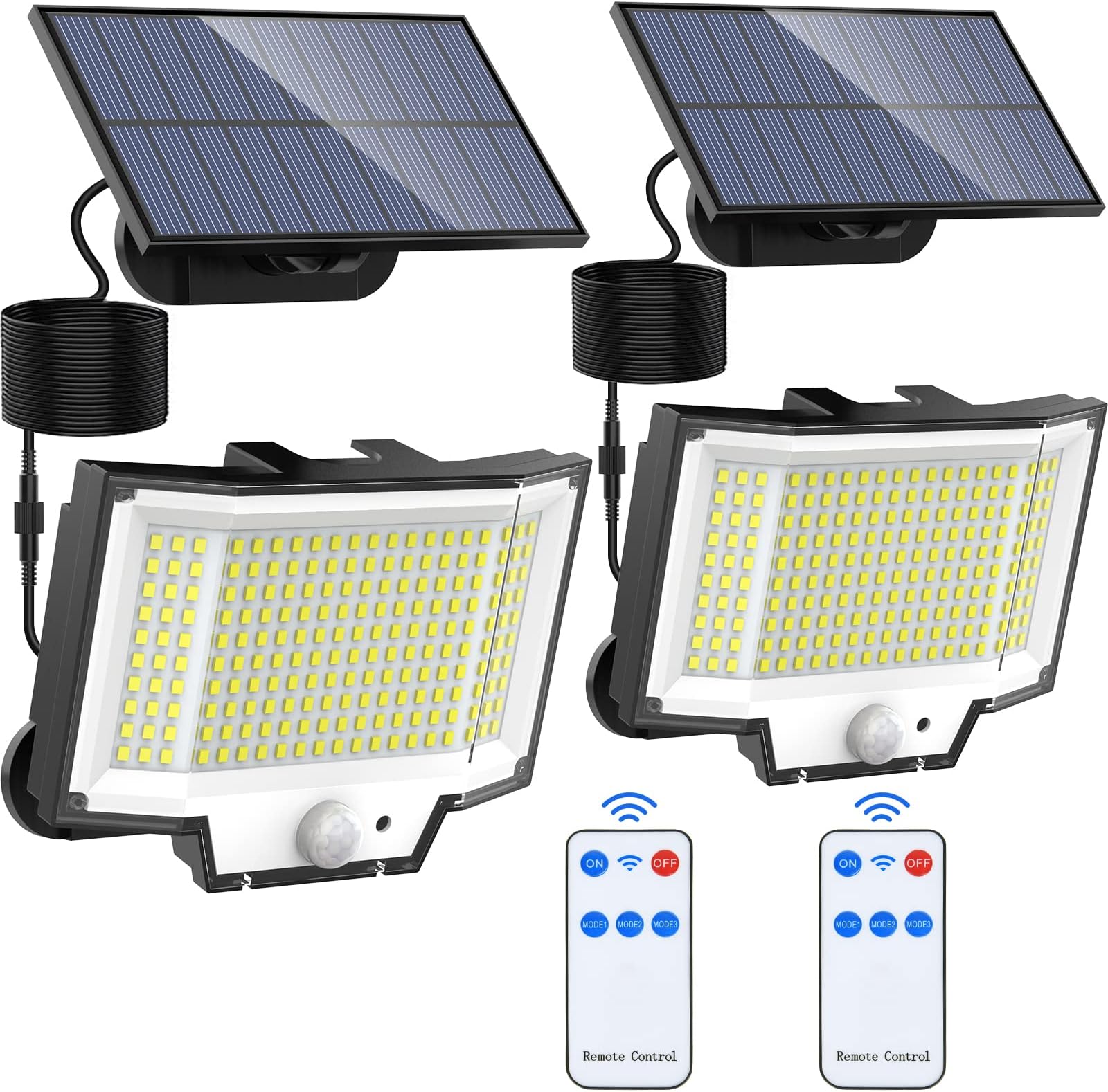 NACINIC Solar Motion Sensor Lights Outdoor Waterproof with 400 Bright LED, Remote, Separate ...