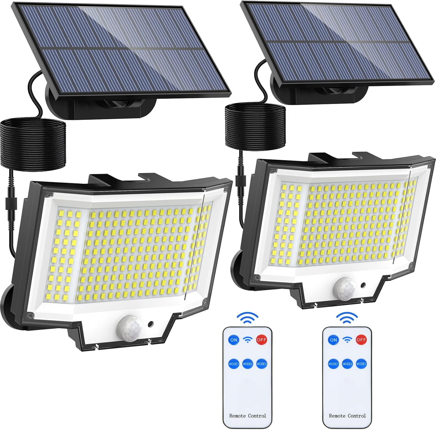 NACINIC Solar Motion Sensor Lights Outdoor Waterproof with 400 Bright LED, Remote, Separate ...