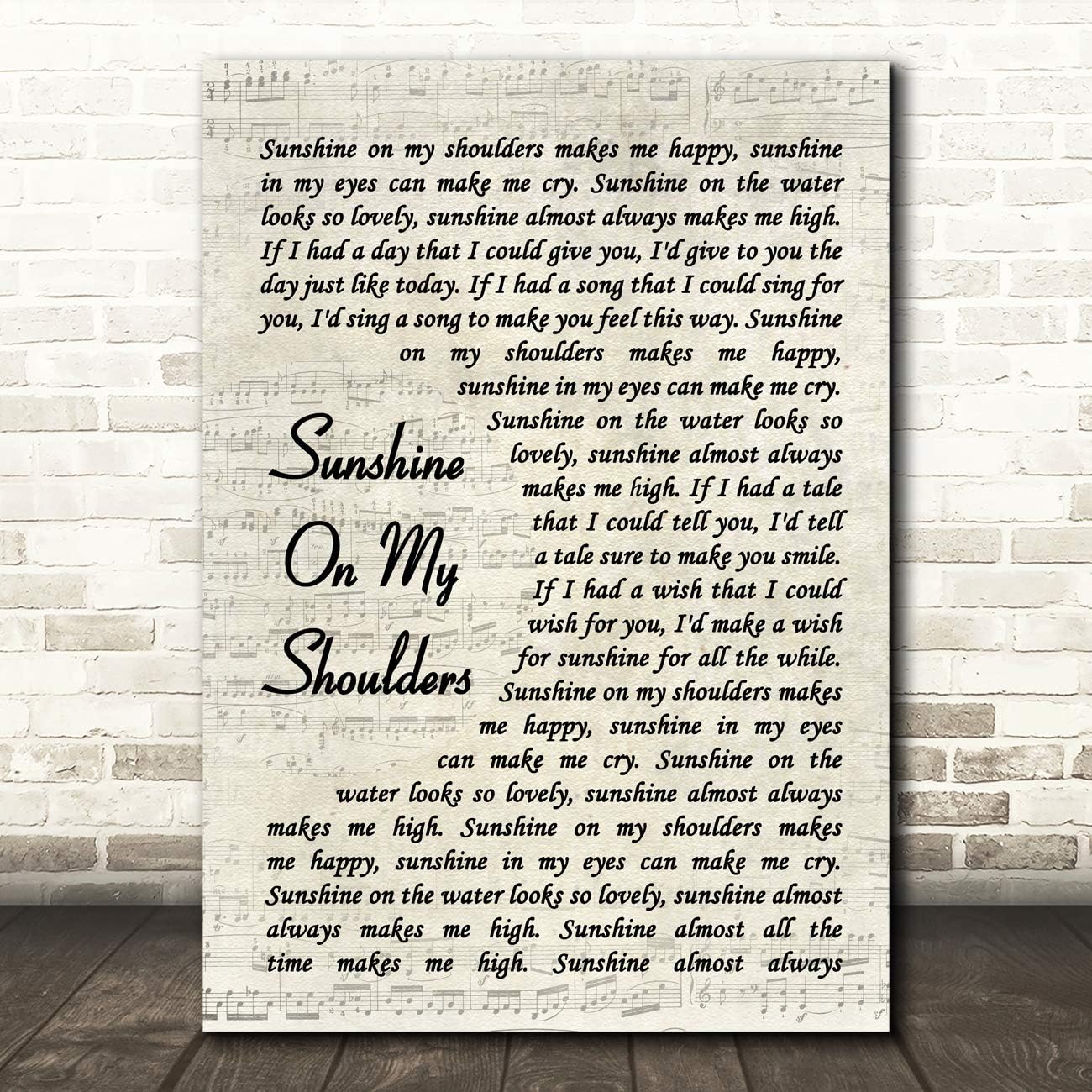 Amazon.com: Sunshine On My Shoulders Vintage Script Song Lyric Quote ...