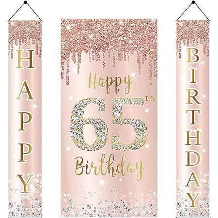 Amazon.com: WOJOGO 65th Birthday Decorations for Women, Rose Gold 65 ...