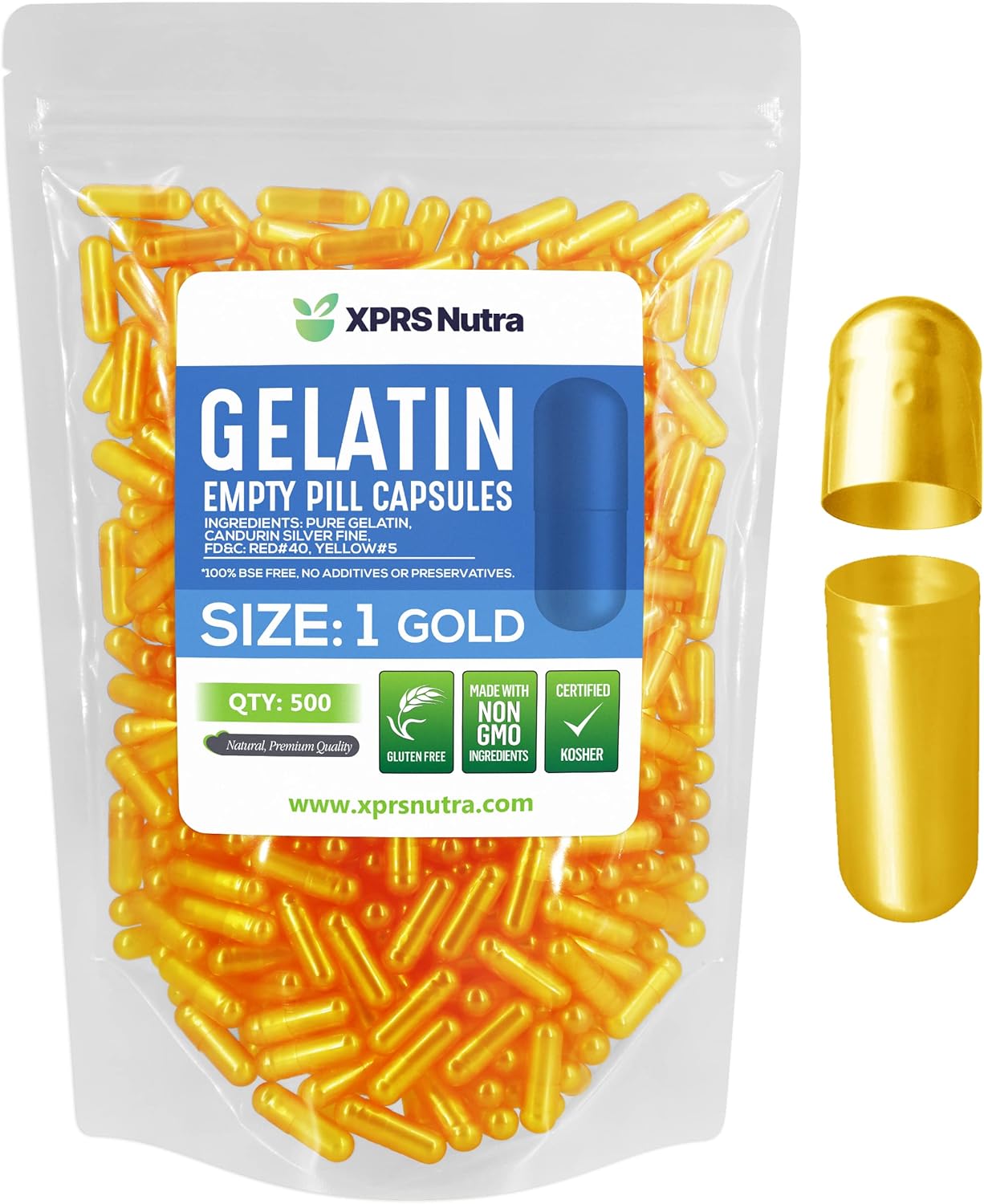 Amazon.com: XPRS Nutra Size 1 Empty Capsules - 500 Count Empty Gelatin ...