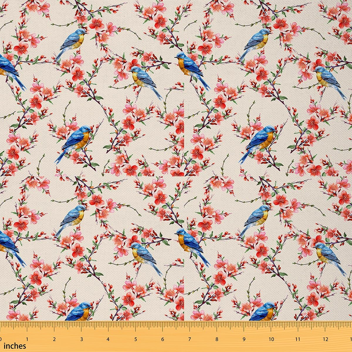 Amazon.com: Feelyou Birds Fabric by The Yard, Farmhouse Cute Birds ...
